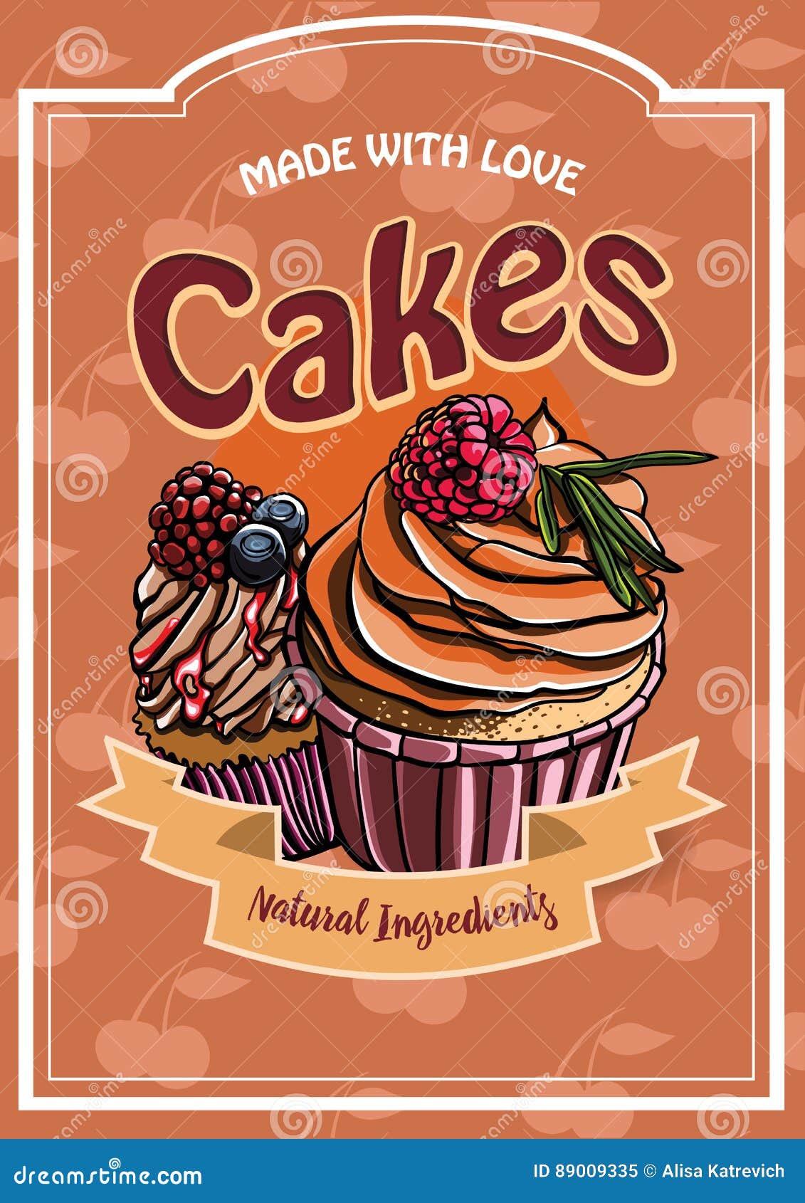 Vintage Cakes with Cream Poster Design Vector. Stock Vector ...