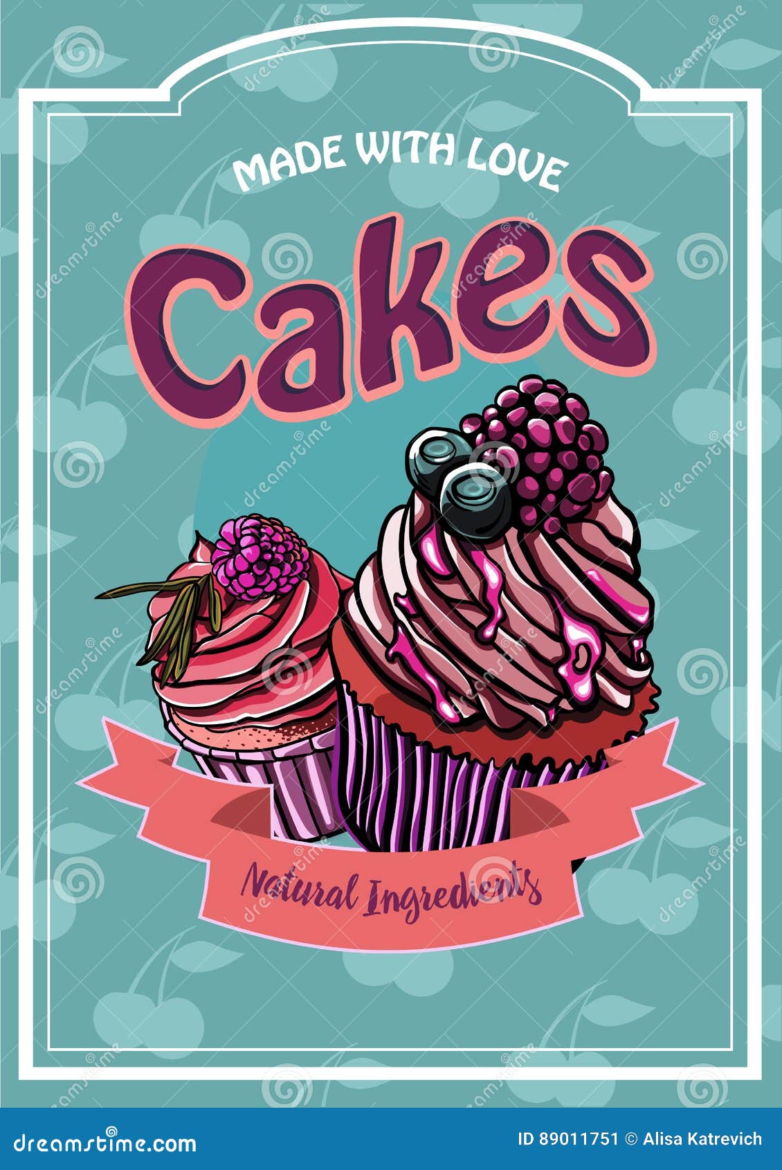 Vintage Cakes with Cream Poster Design Vector. Stock Vector ...