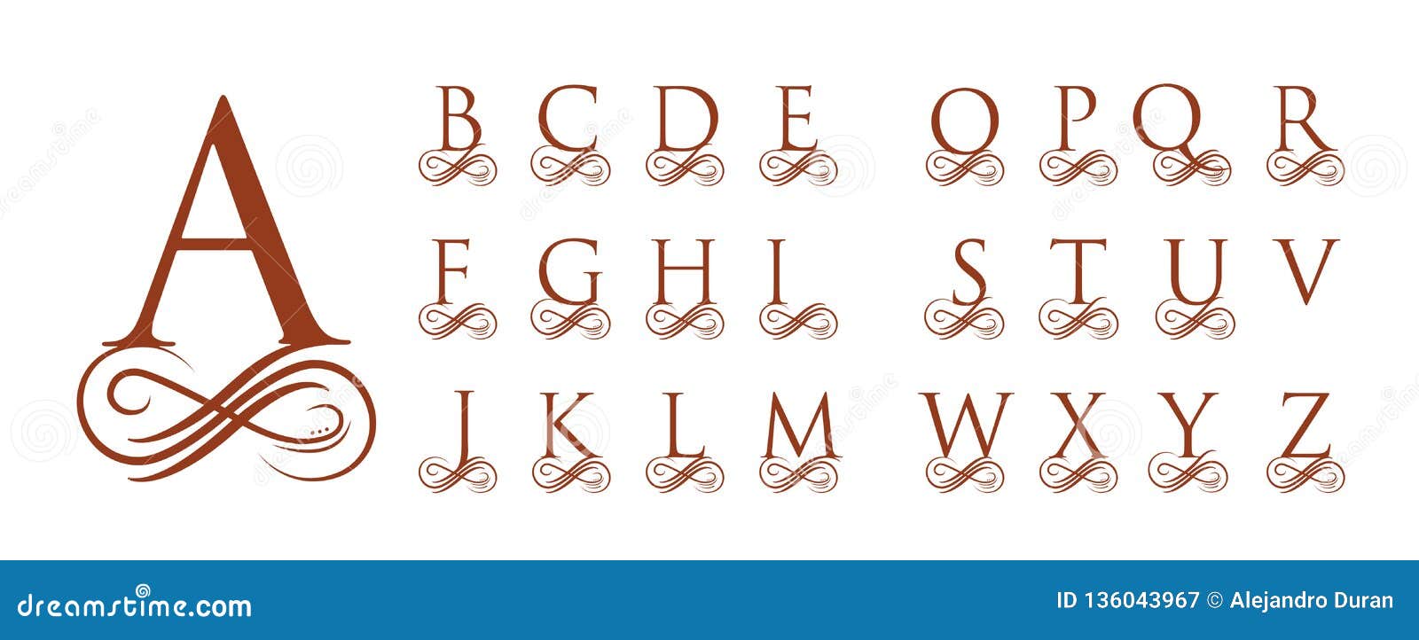 Vintage Caligraphy Capital Letters for Monograms Stock Vector ...