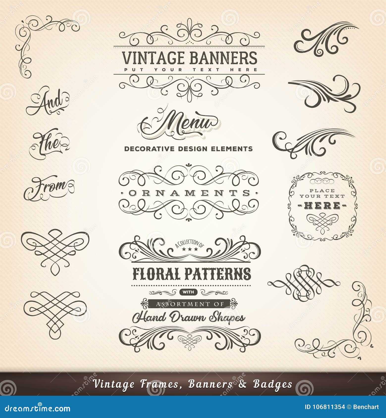 Vintage Calligraphic Design Banners Stock Vector - Illustration of ...