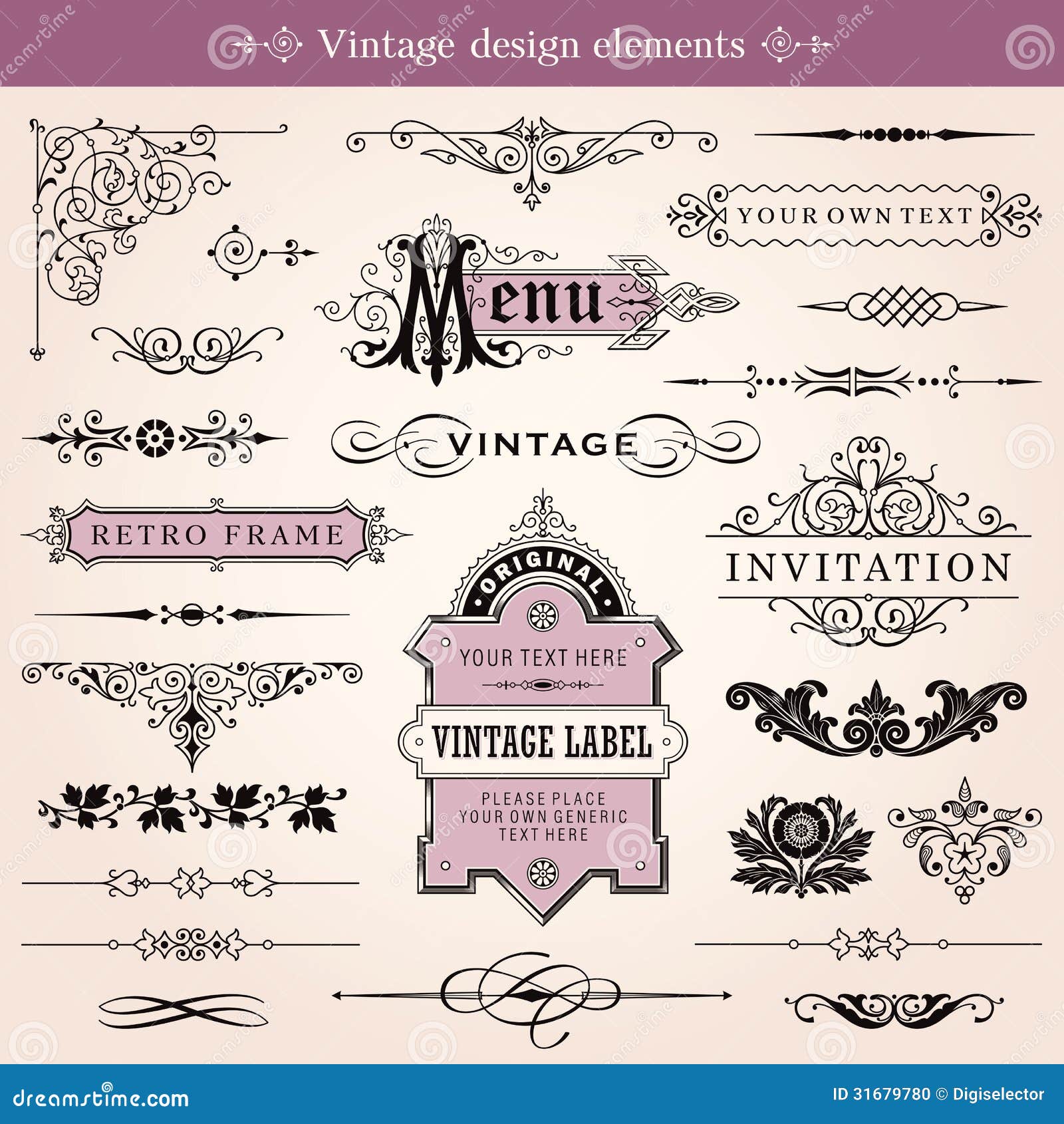 Vintage Calligraphic Letters In Monogram Retro Frames, Alphabet Logos ...