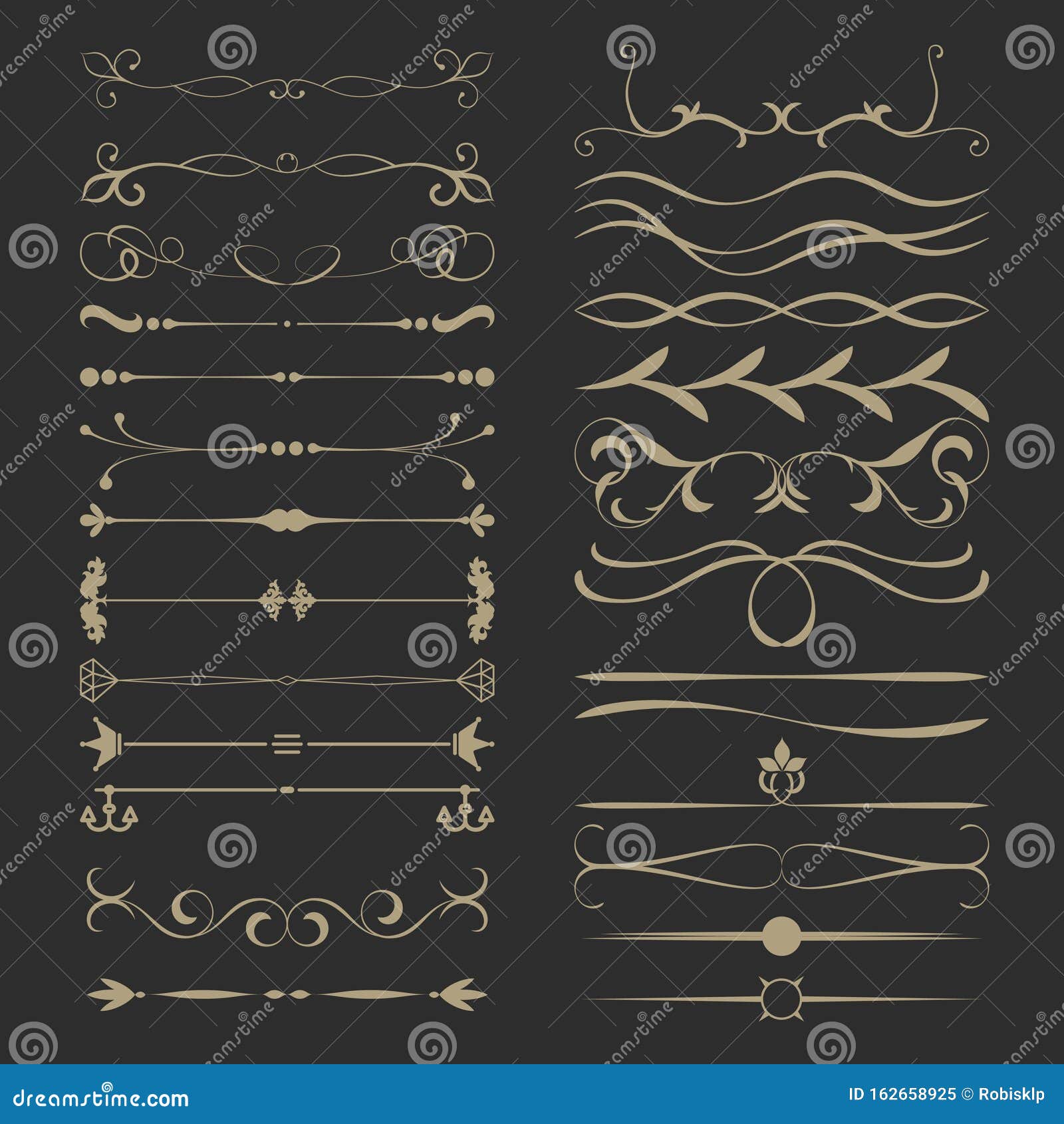 Vintage Calligraphic Dividers Stock Vector - Illustration of divider ...