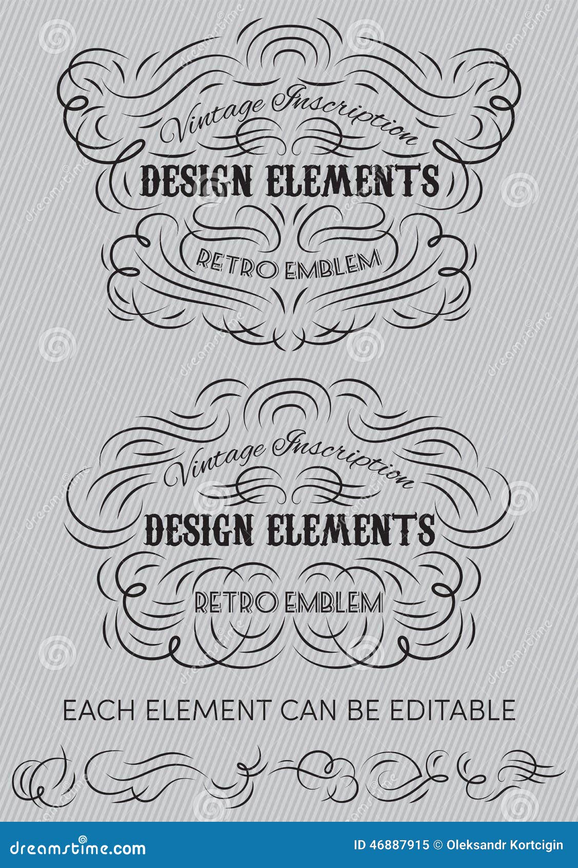 Vintage Calligraphic Elements of Templates for Creating Stylized ...