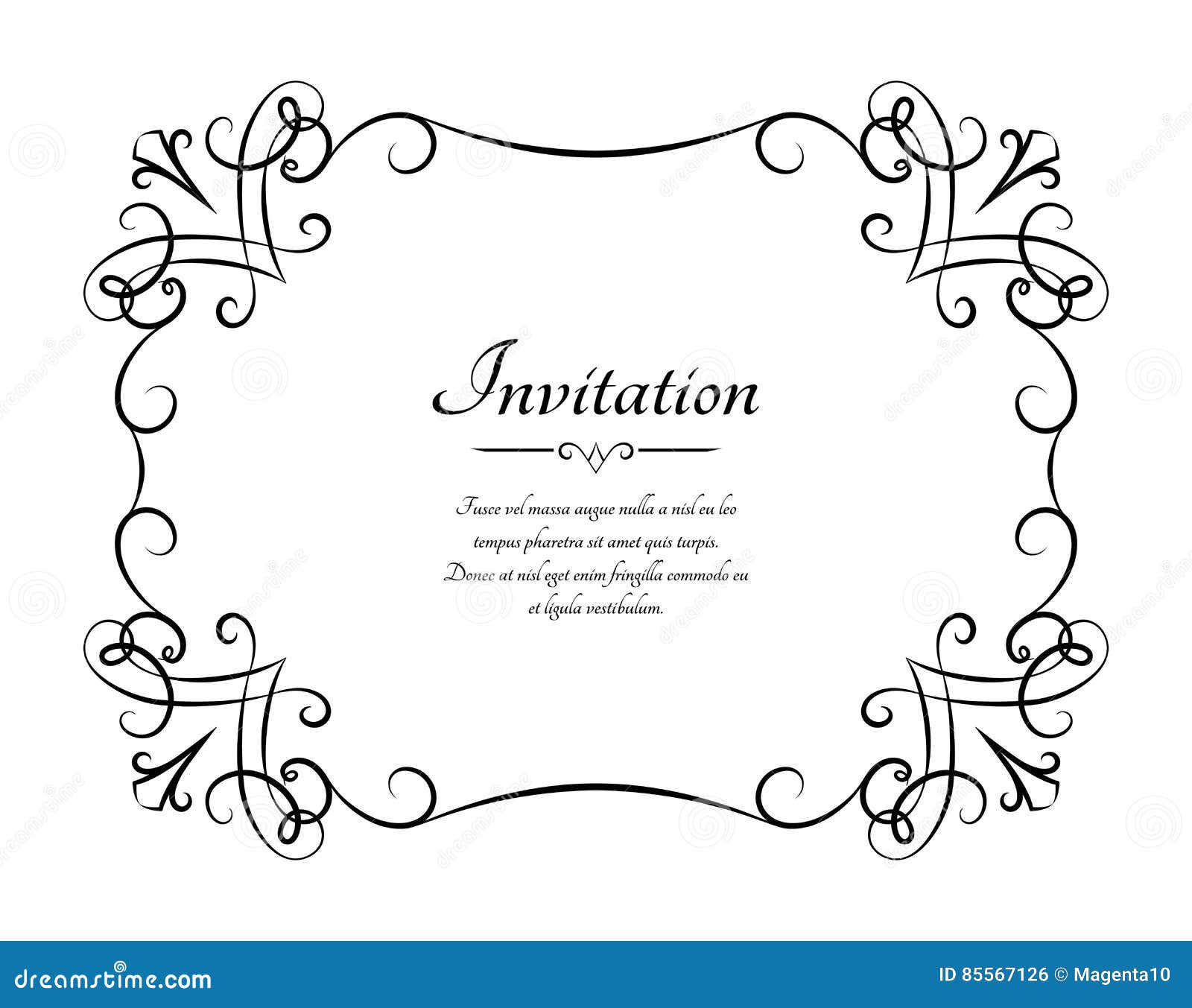 Vintage Calligraphic Rectangle Frame Stock Vector - Illustration of ...