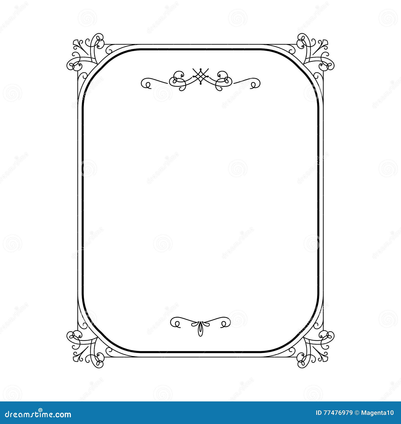 Vintage Calligraphic Rectangle Frame on White Stock Vector ...