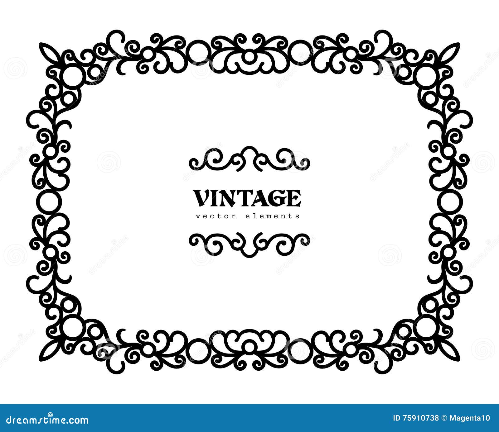 Vintage Calligraphic Rectangle Frame on White Stock Vector ...