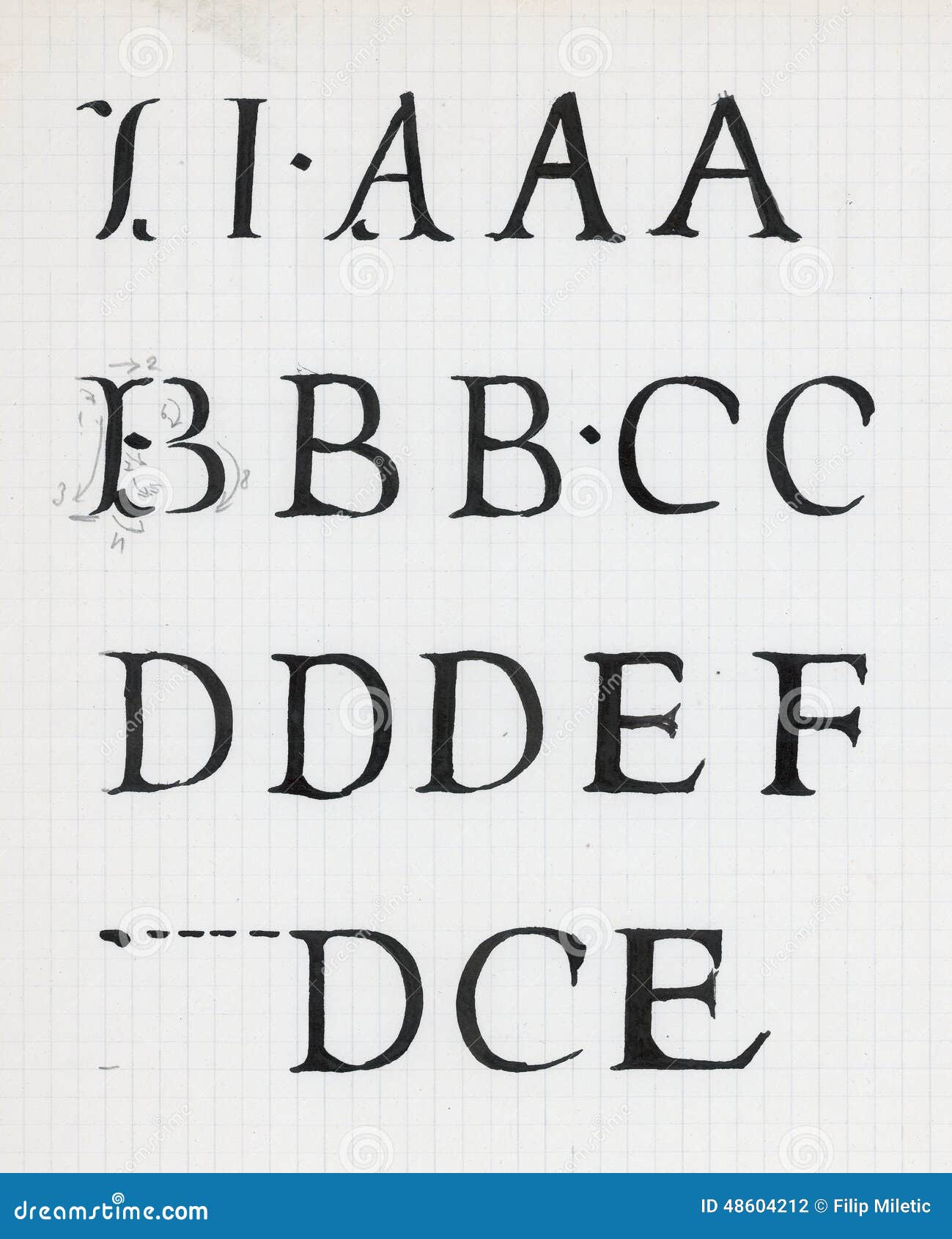 Vintage Calligraphy Alphabet Stock Illustration - Illustration of ...