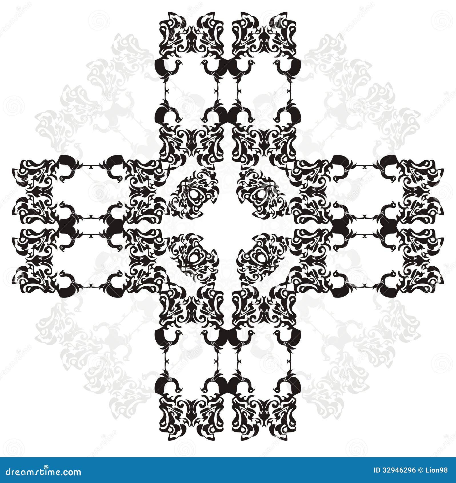 Vintage calligraphy cross stock vector. Illustration of pattern - 32946296