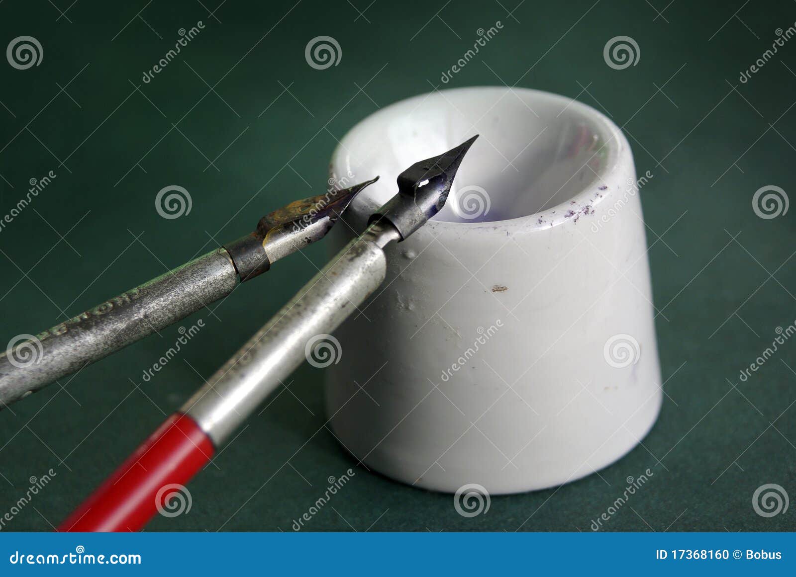 Vintage Calligraphy Pens and Ink Pot Stock Photo - Image of beautiful ...