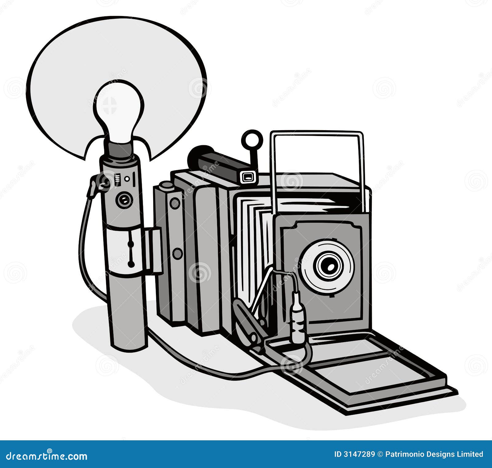 A Vintage Folding Camera With Accordion-like Bellows, Illustrated With ...