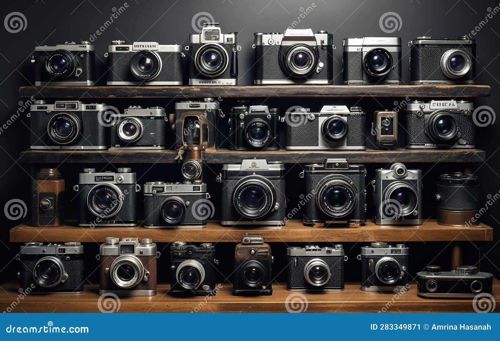 Vintage Camera Collection. a Journey through Photography History Stock ...