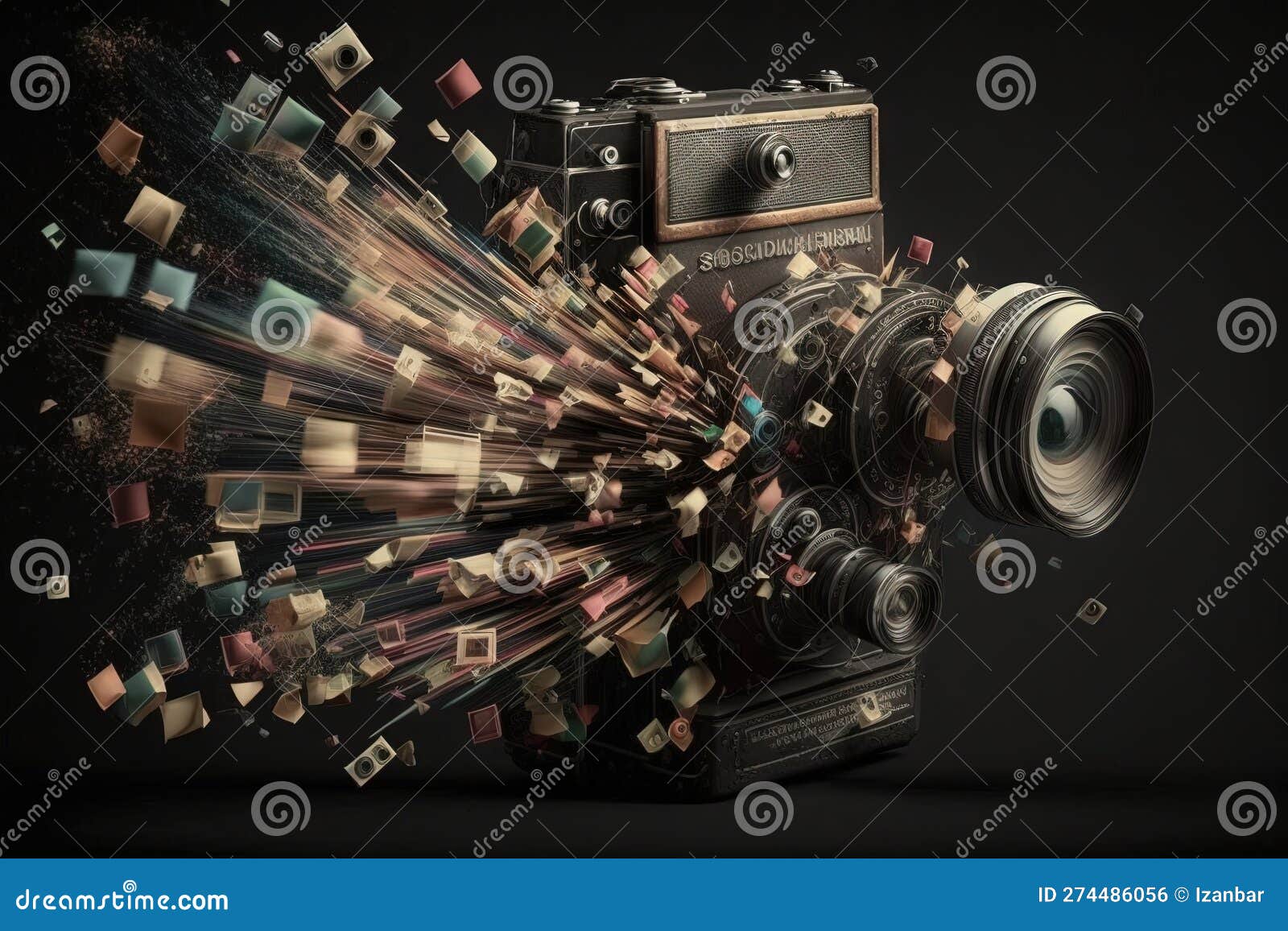 Vintage Camera Exploding Illustration Generative Ai Stock Illustration ...