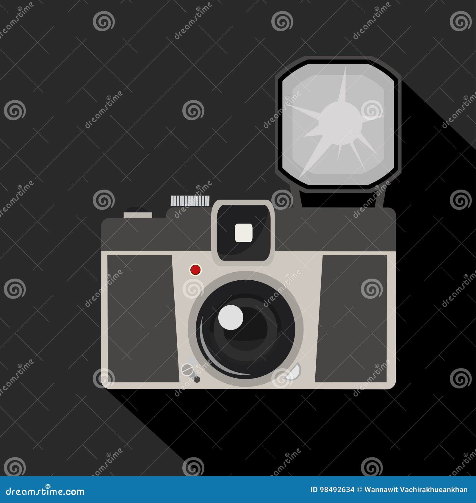 Vintage camera with flash stock vector. Illustration of concept - 98492634