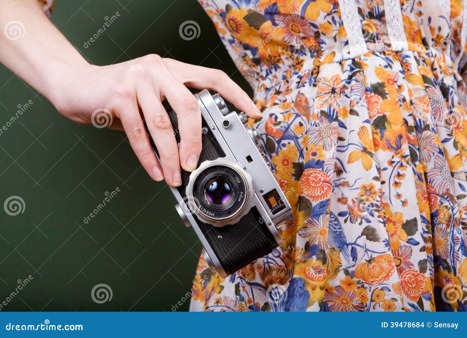 Vintage camera in hand stock photo. Image of fashion - 39478684