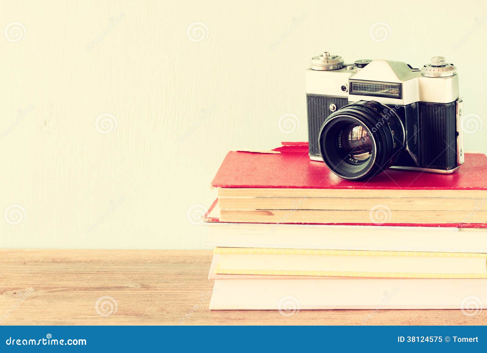 Vintage Camera on Old Books. Vintage Effect Stock Image - Image of ...