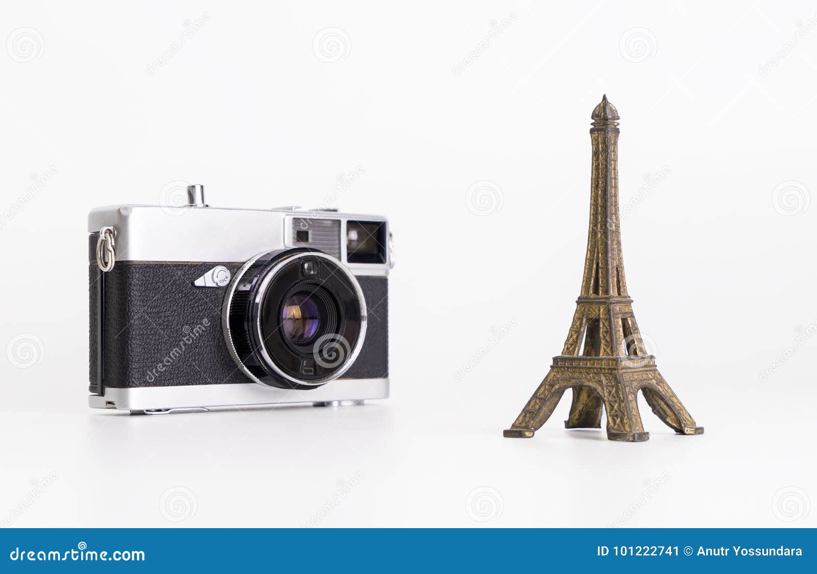 Vintage Camera with Paris Eiffel Toy for Photography Stock Image ...