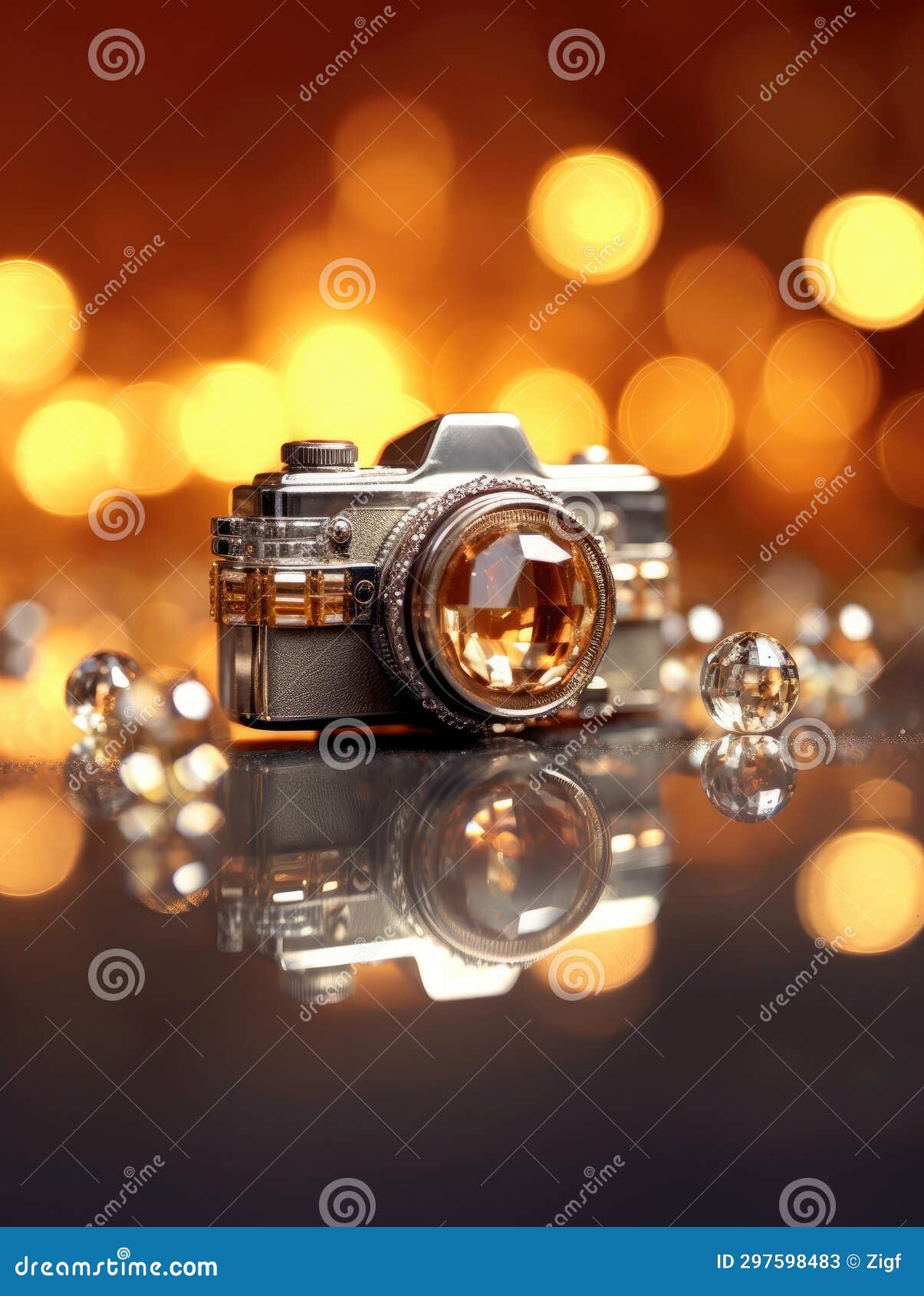 Vintage Camera Placed on Top of Some Sparkling Gems or Diamonds. these ...
