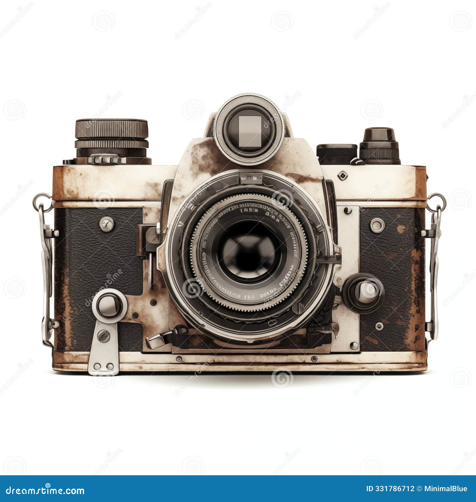 Vintage Camera with Rusty Details Isolated on White Stock Illustration ...