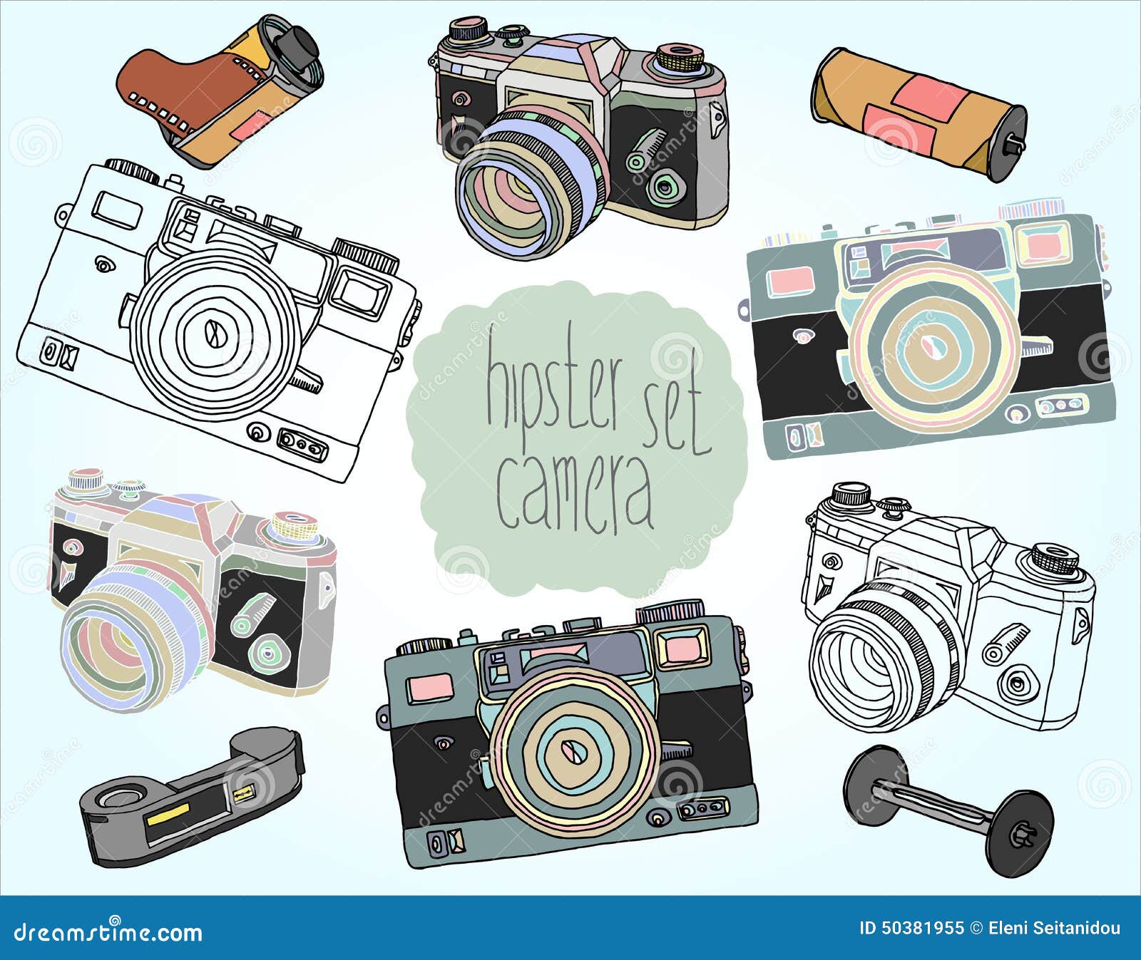 Vintage camera set stock vector. Illustration of vintage - 50381955