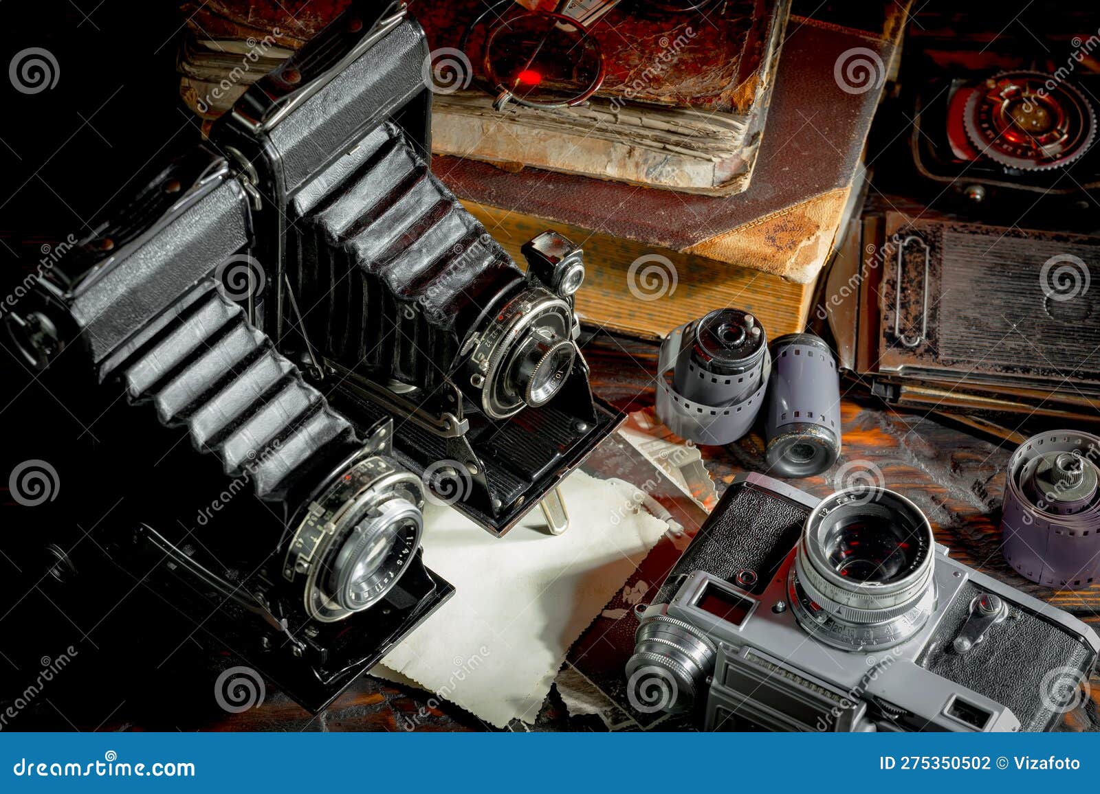 Vintage Camera in the Studio on an Old Background Stock Photo - Image ...