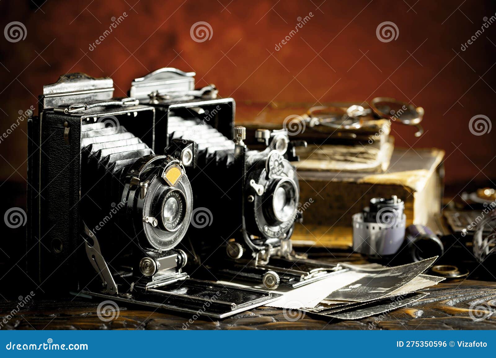 Vintage Camera in the Studio on an Old Background Stock Photo - Image ...