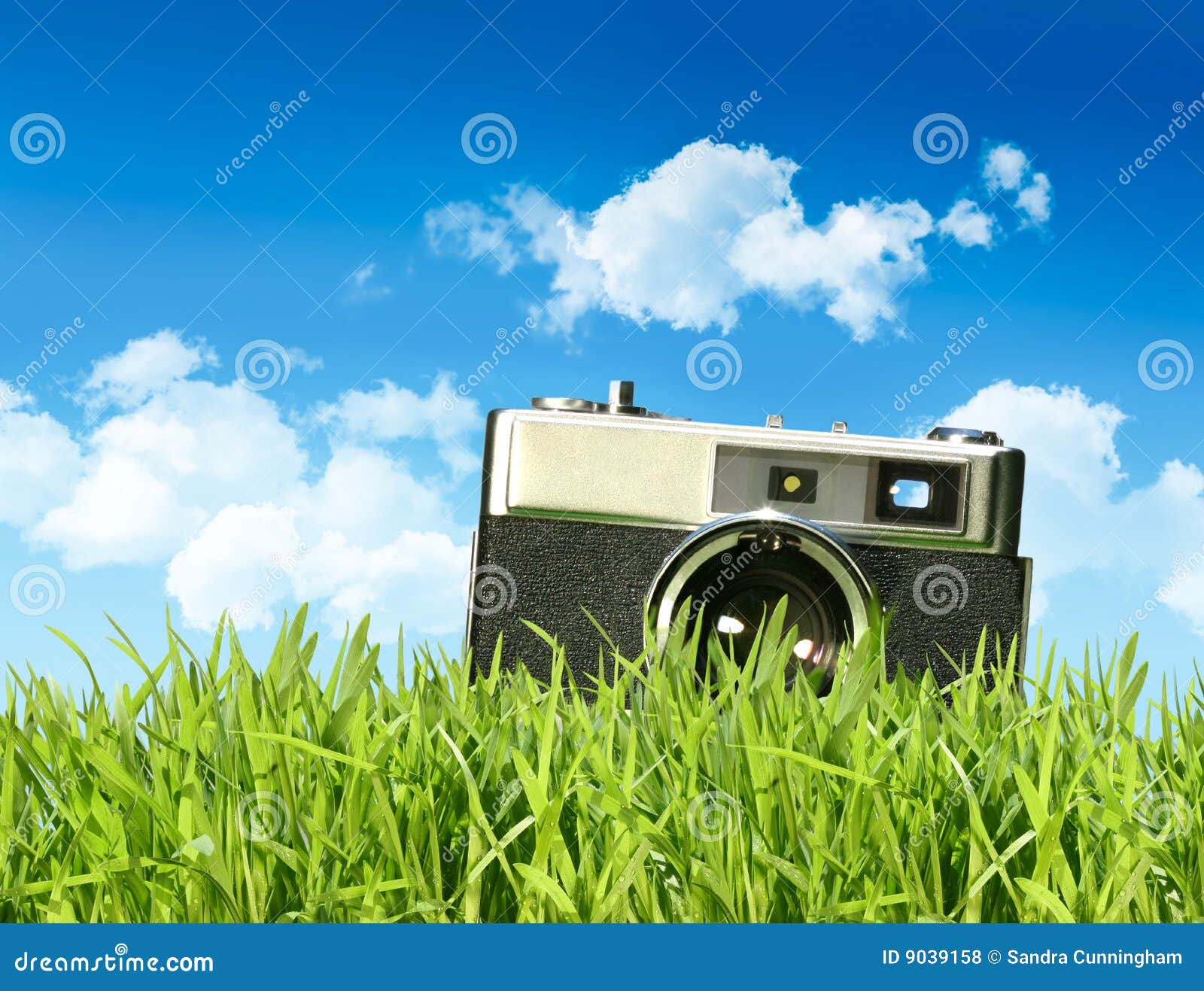 Vintage Camera in Tall Grass Stock Photo - Image of background, color ...