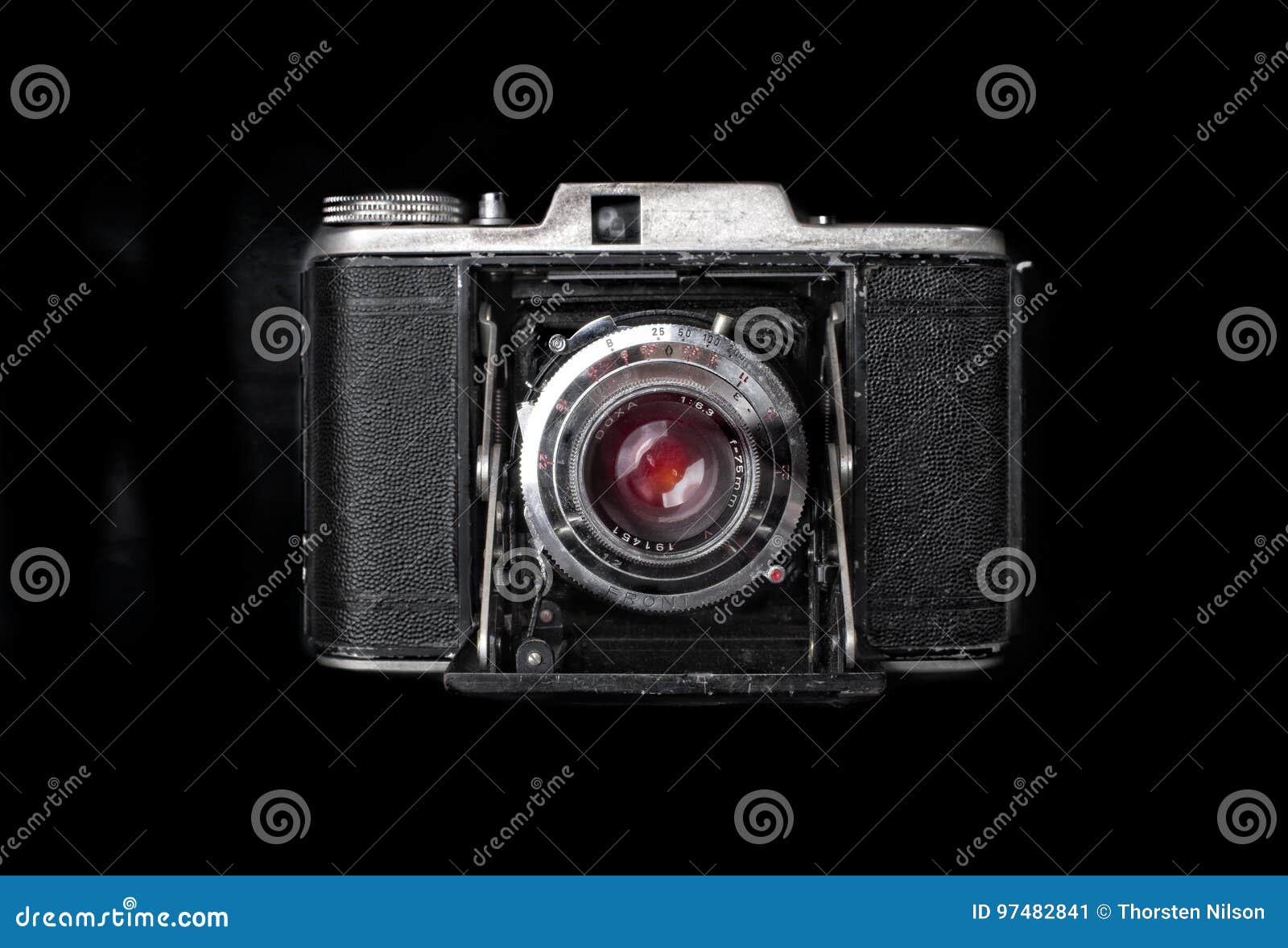 Vintage Camera from Top View Isolated Stock Image - Image of black ...
