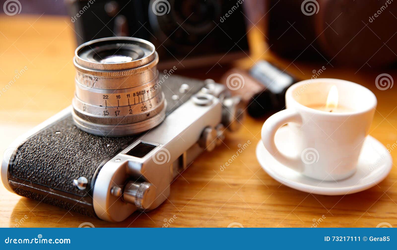 Vintage Camera on Wooden Table Stock Image - Image of table, beautiful ...