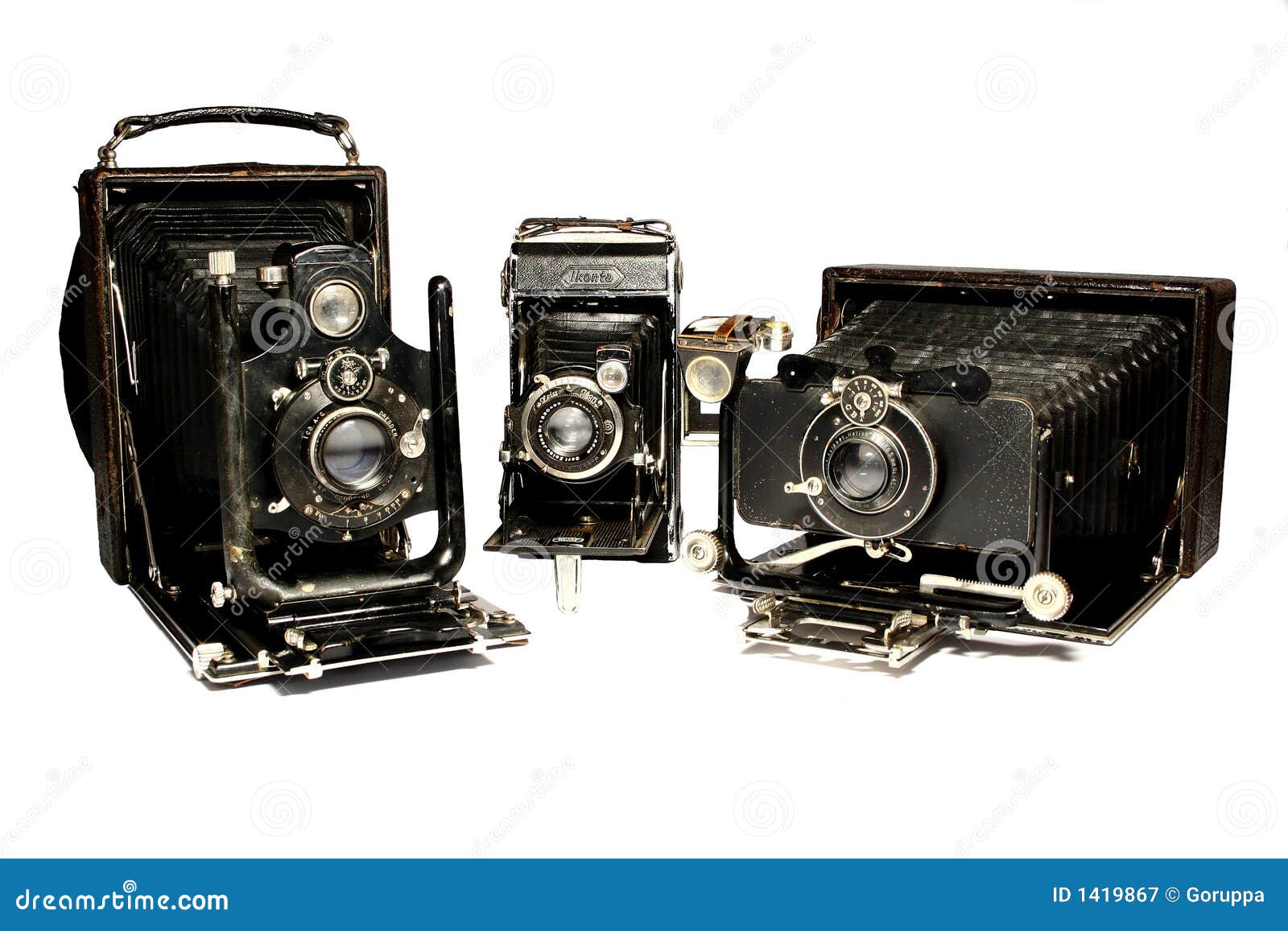 Vintage cameras stock image. Image of trio, retro, collects - 1419867