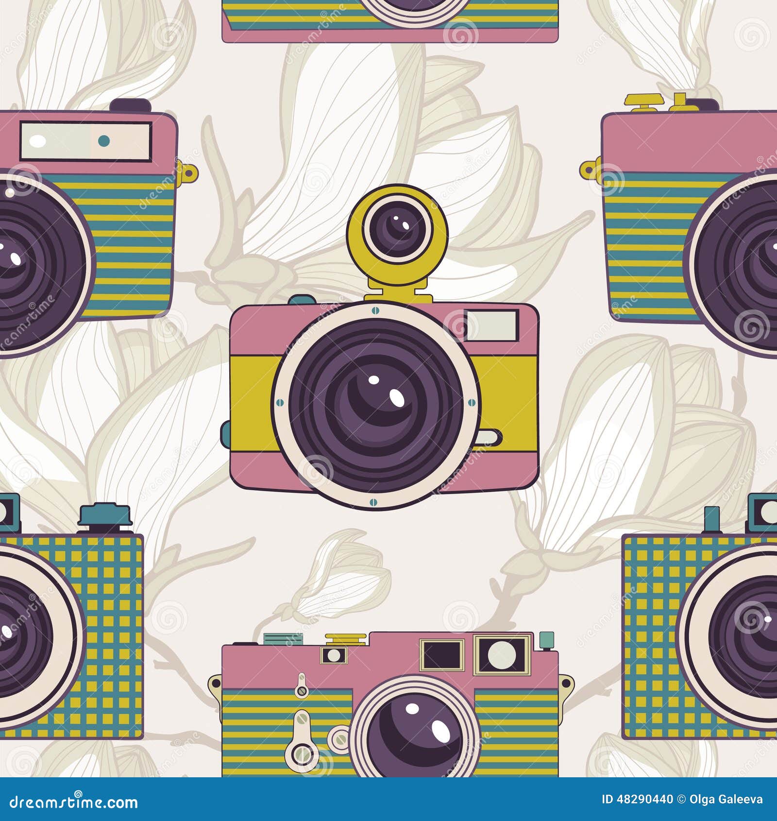 Vintage Cameras Seamless Pattern Stock Vector - Illustration of decor ...