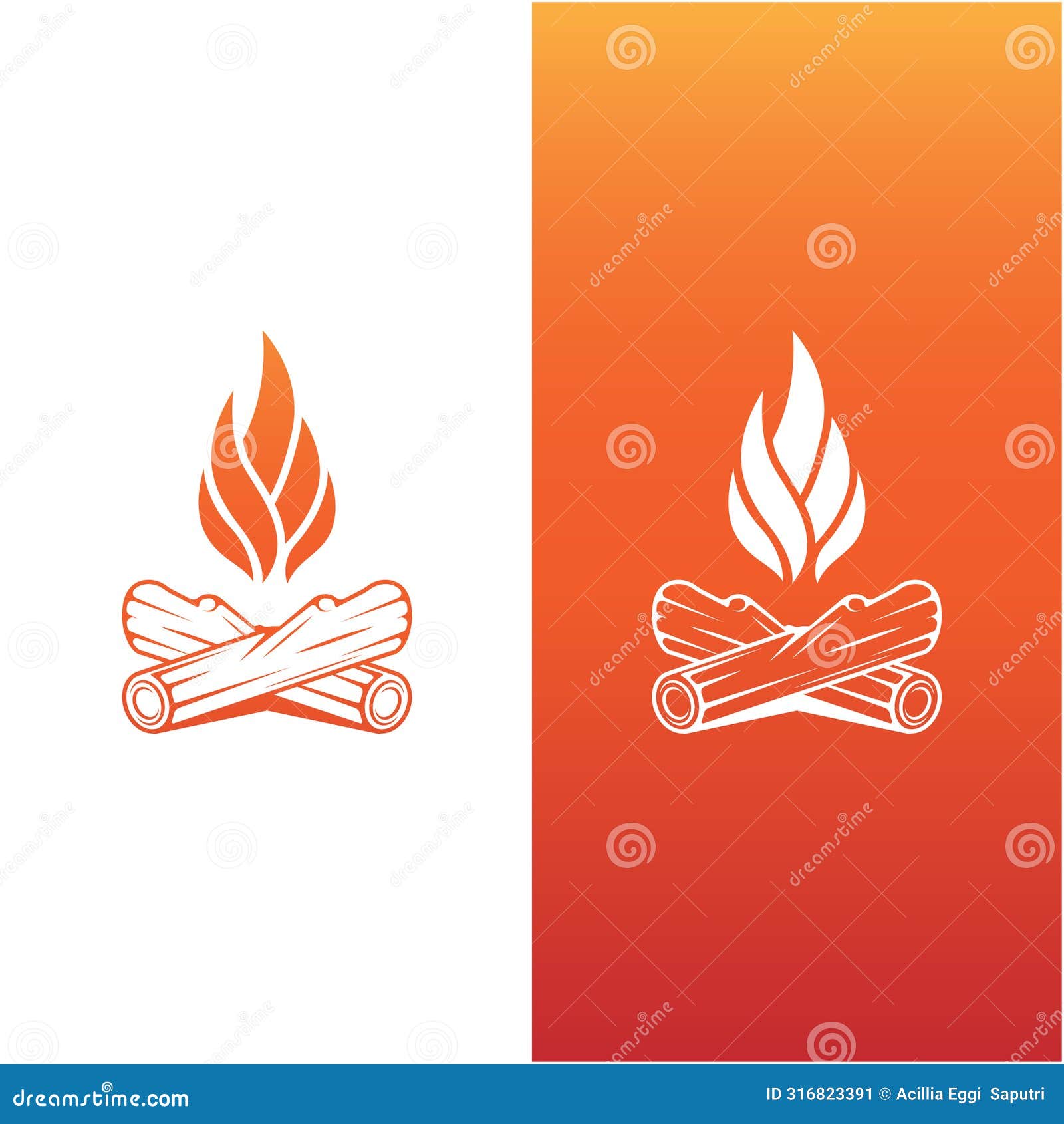 Vintage Campfire Logo Design Stock Vector - Illustration of silhouette ...