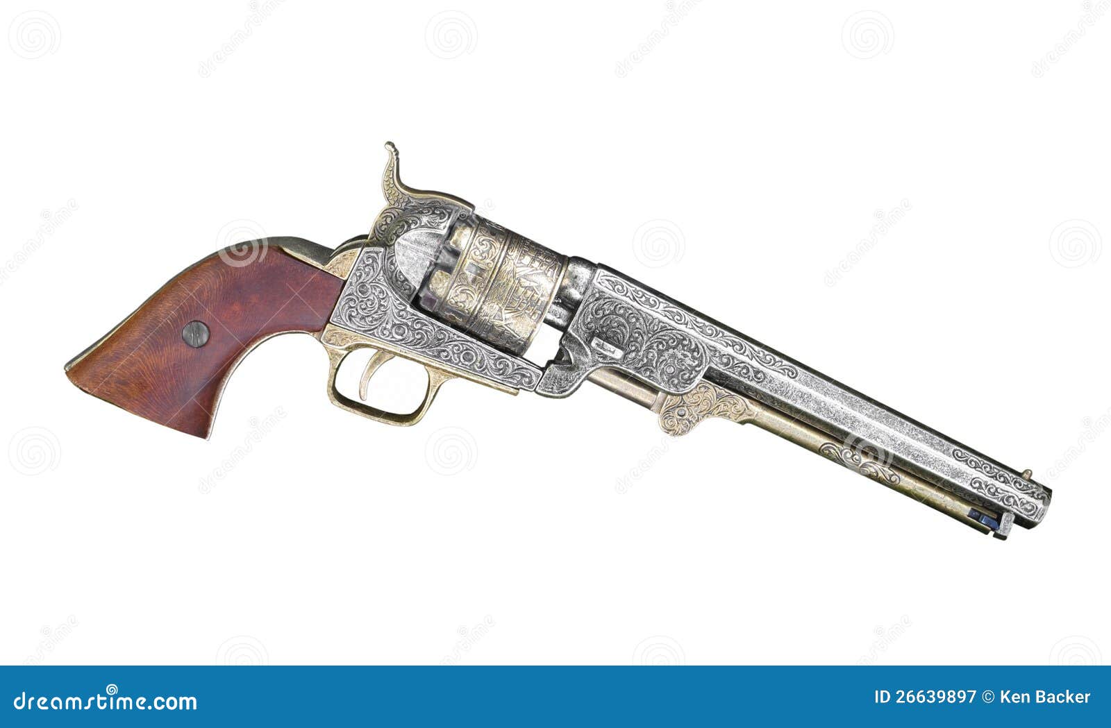 Vintage Cap and Ball Revolver Isolated. Stock Image - Image of black ...