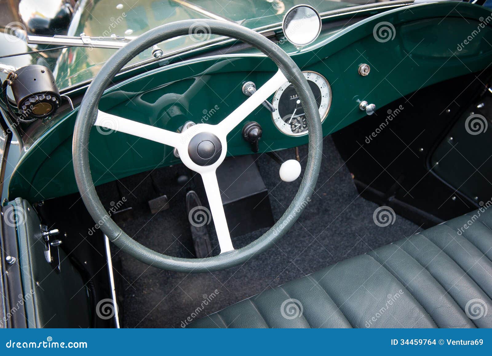 Vintage car cockpit stock photo. Image of design, mirror - 34459764