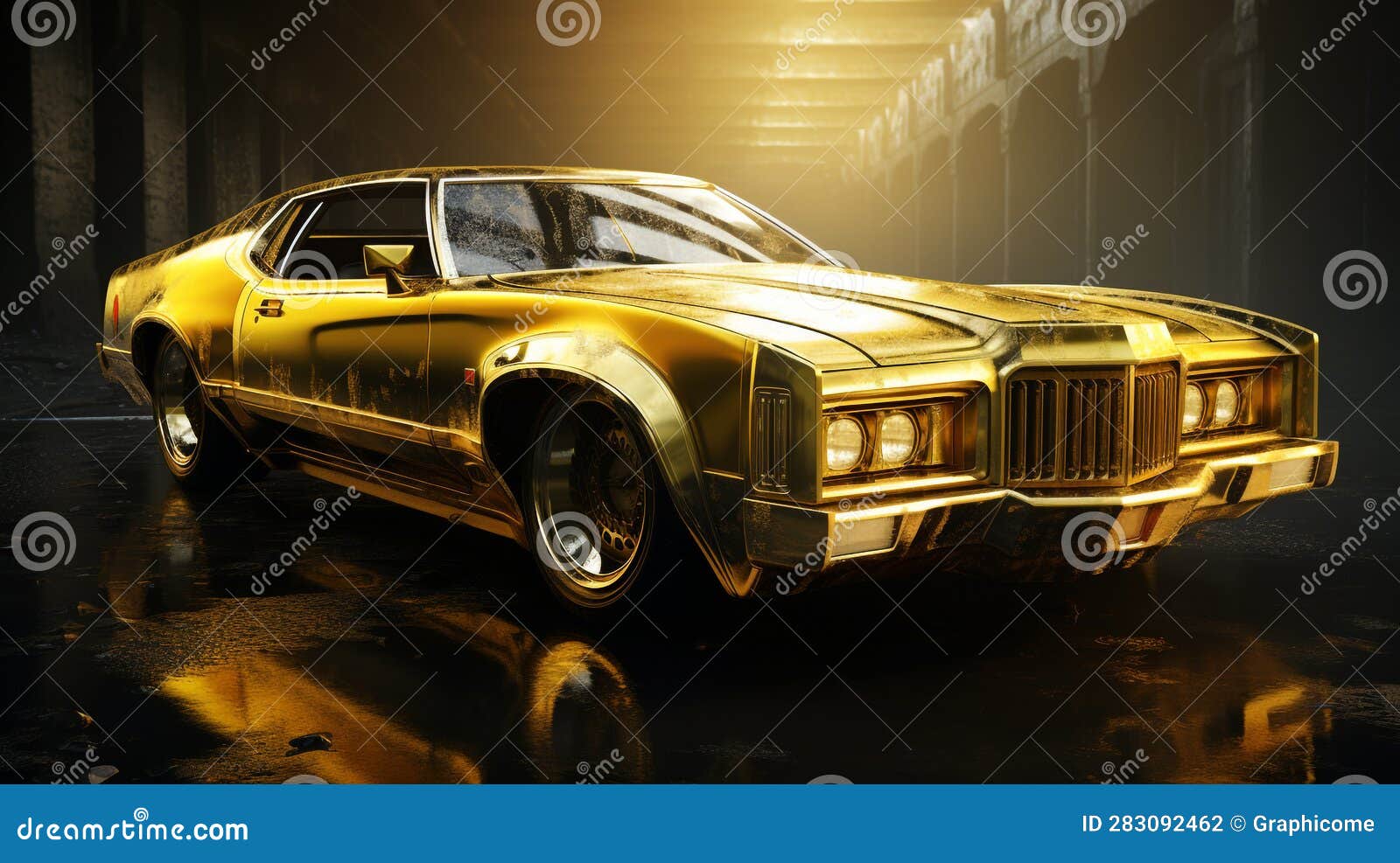 Vintage Car Completely Covered in Gold Stock Illustration ...
