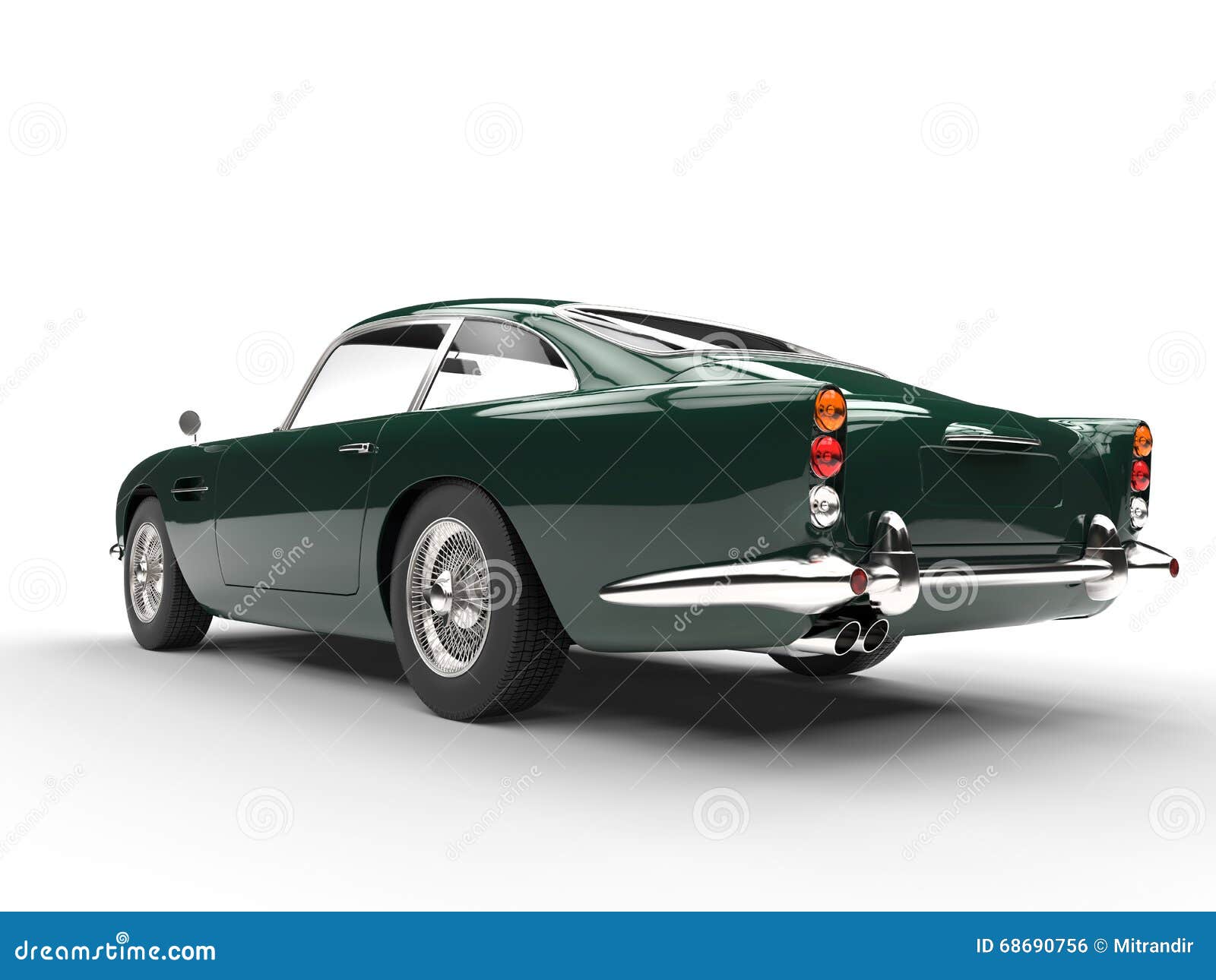 Vintage Car - Dark Green - Back Side View Stock Illustration ...