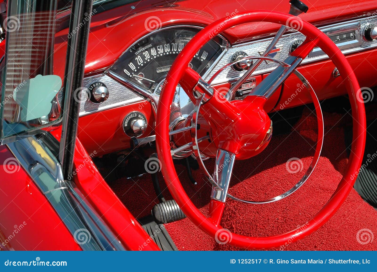 Vintage Car Dash Board and Wheel Stock Image - Image of cruise ...