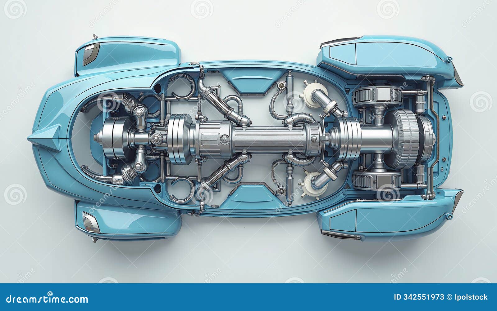 Vintage Car Engineering Cutaway View Showing Complex Mechanical ...