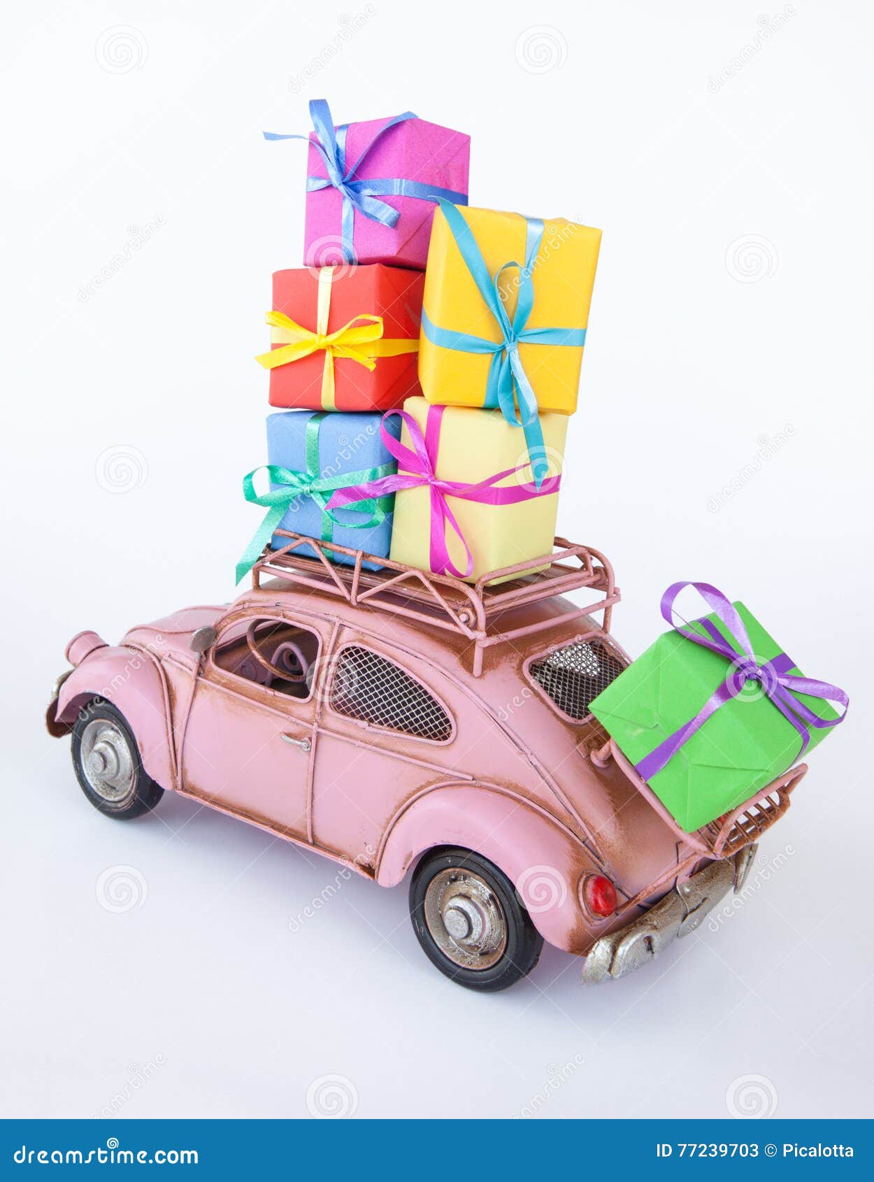 Vintage Car with Gift Boxes Stock Image - Image of bright, advent: 77239703