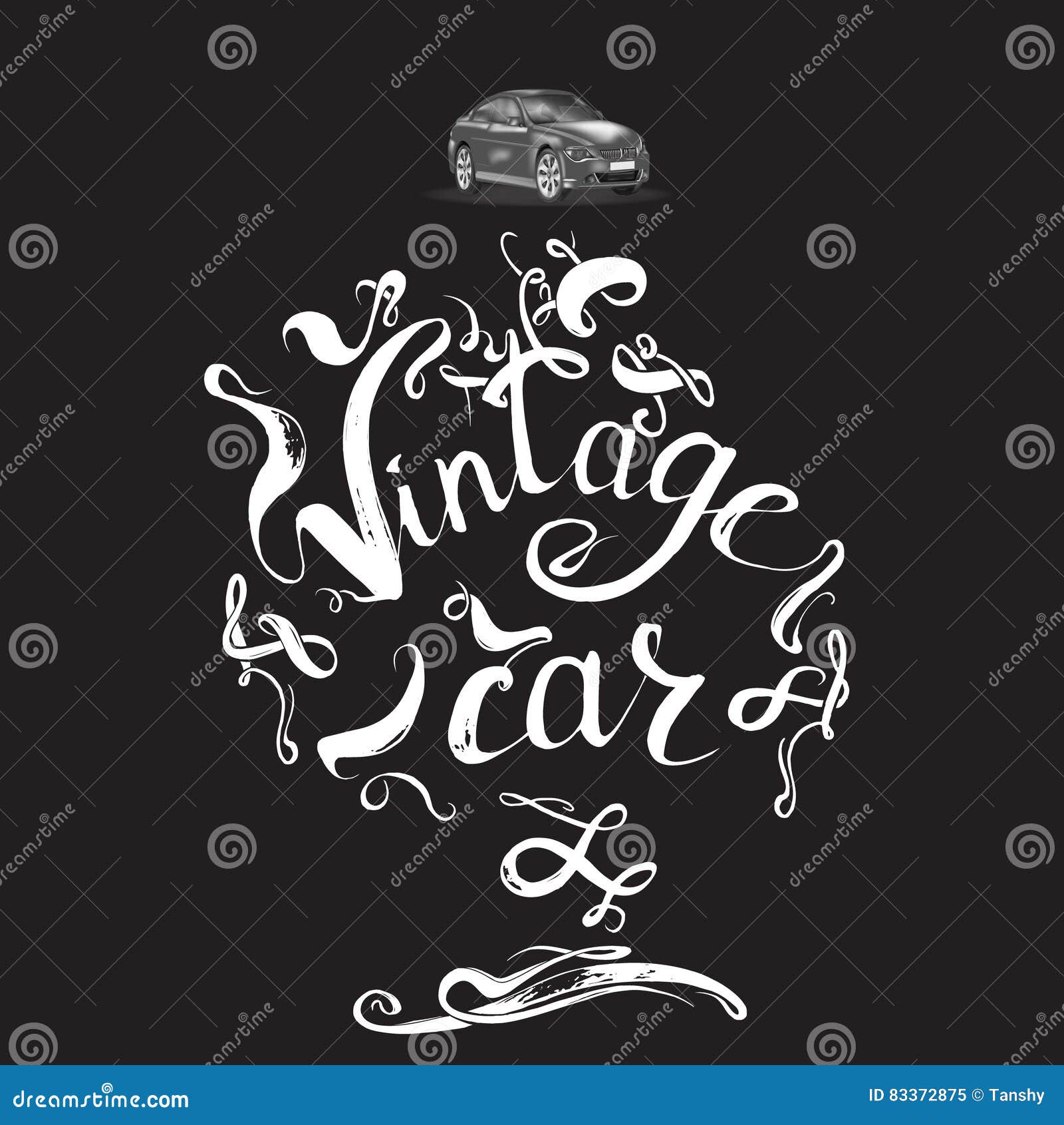Vintage Car Lettering Vector Stock Vector - Illustration of 1960s ...
