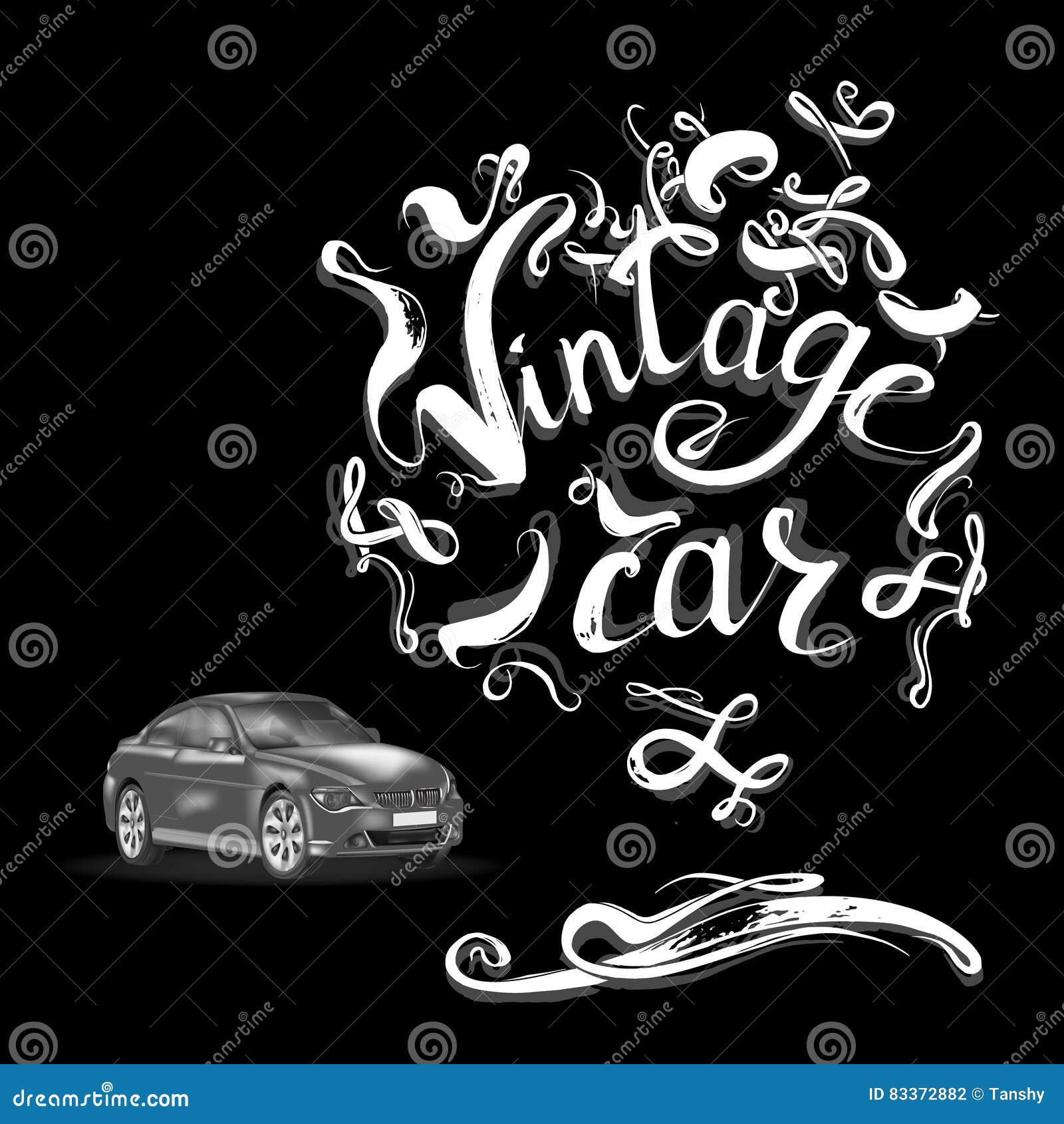 Vintage Car Lettering Vector Stock Vector - Illustration of print ...