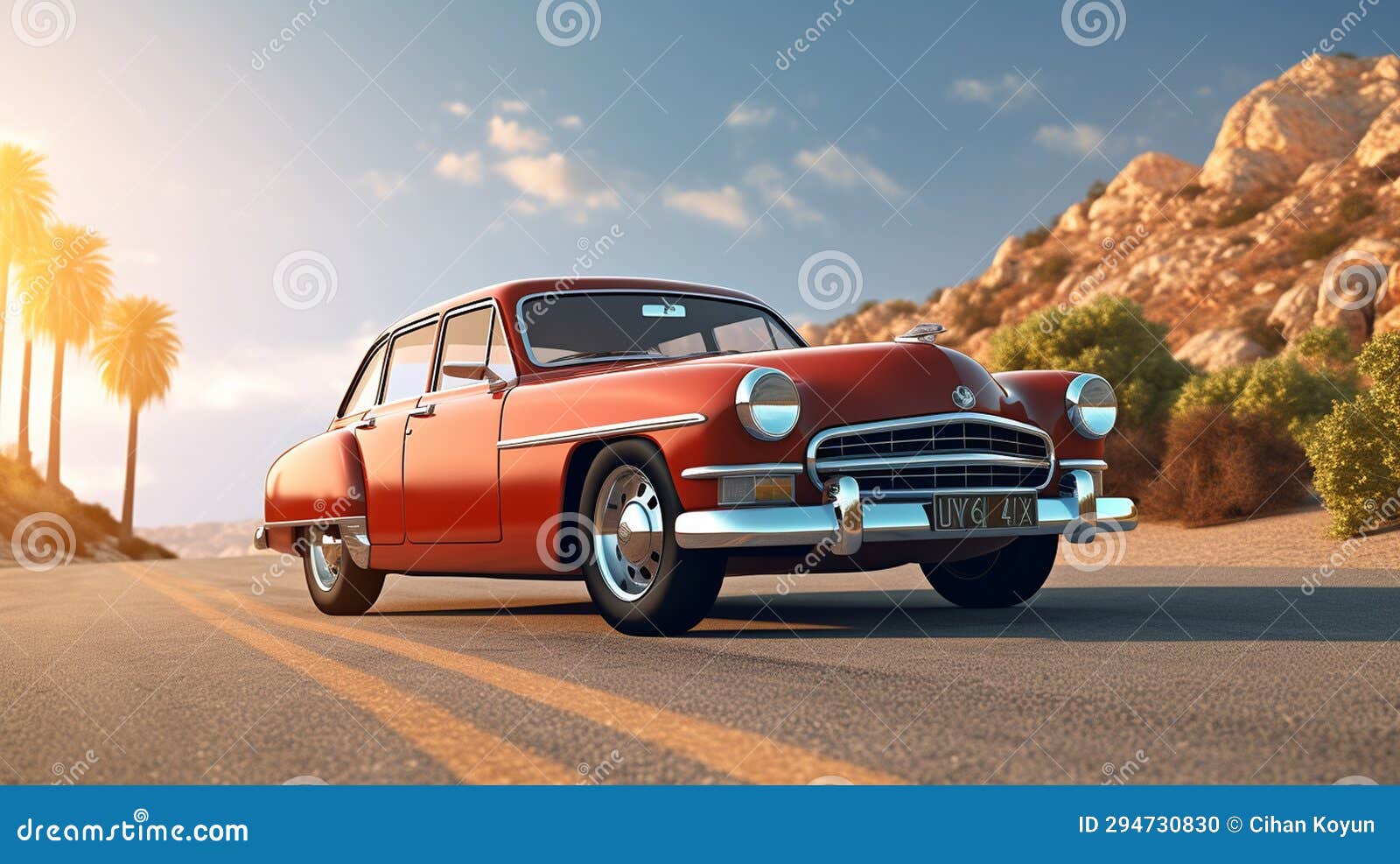 Vintage Car Perspective Closeup Delight Stock Illustration ...