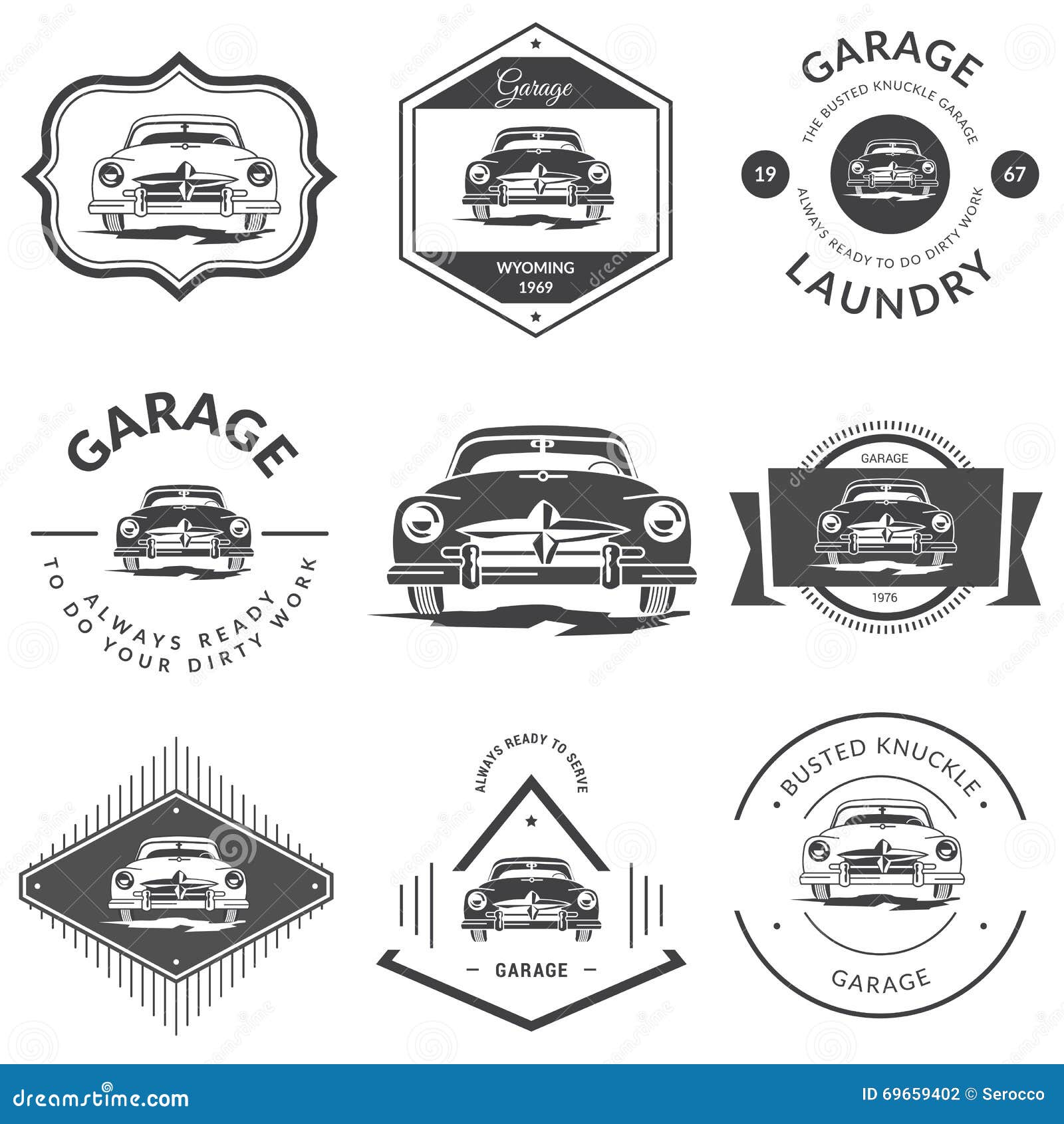 Vintage Car Sign - Classic Garage. Stock Vector - Illustration of stain ...