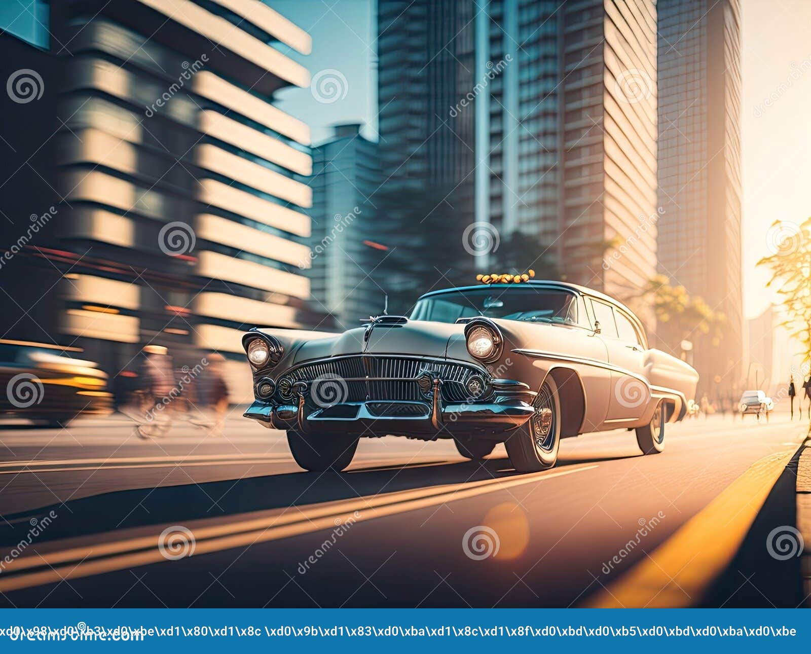 Vintage Car Speeding through Intersection. Ai Generative Stock ... Vintage Car Speeding through Intersection. Ai Generative Stock ...