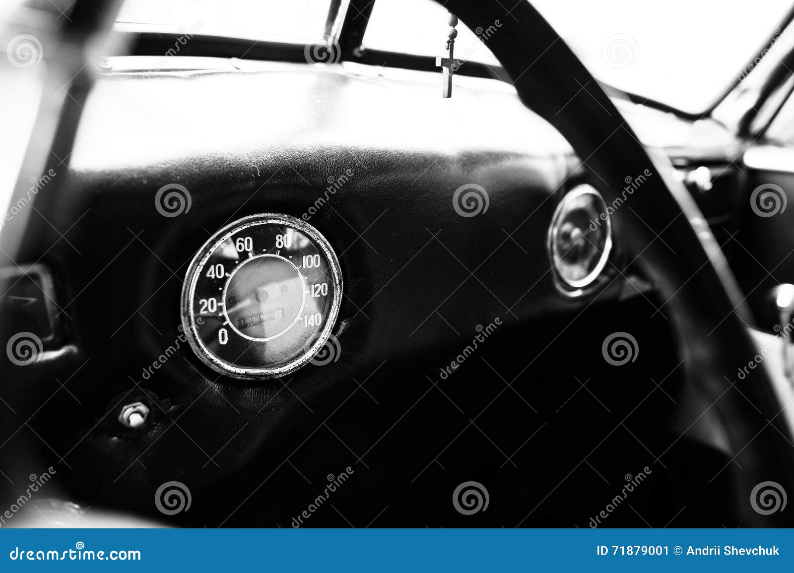 Vintage Car Speedometer. Close Up Shot of the Dashboard at Class Stock ...