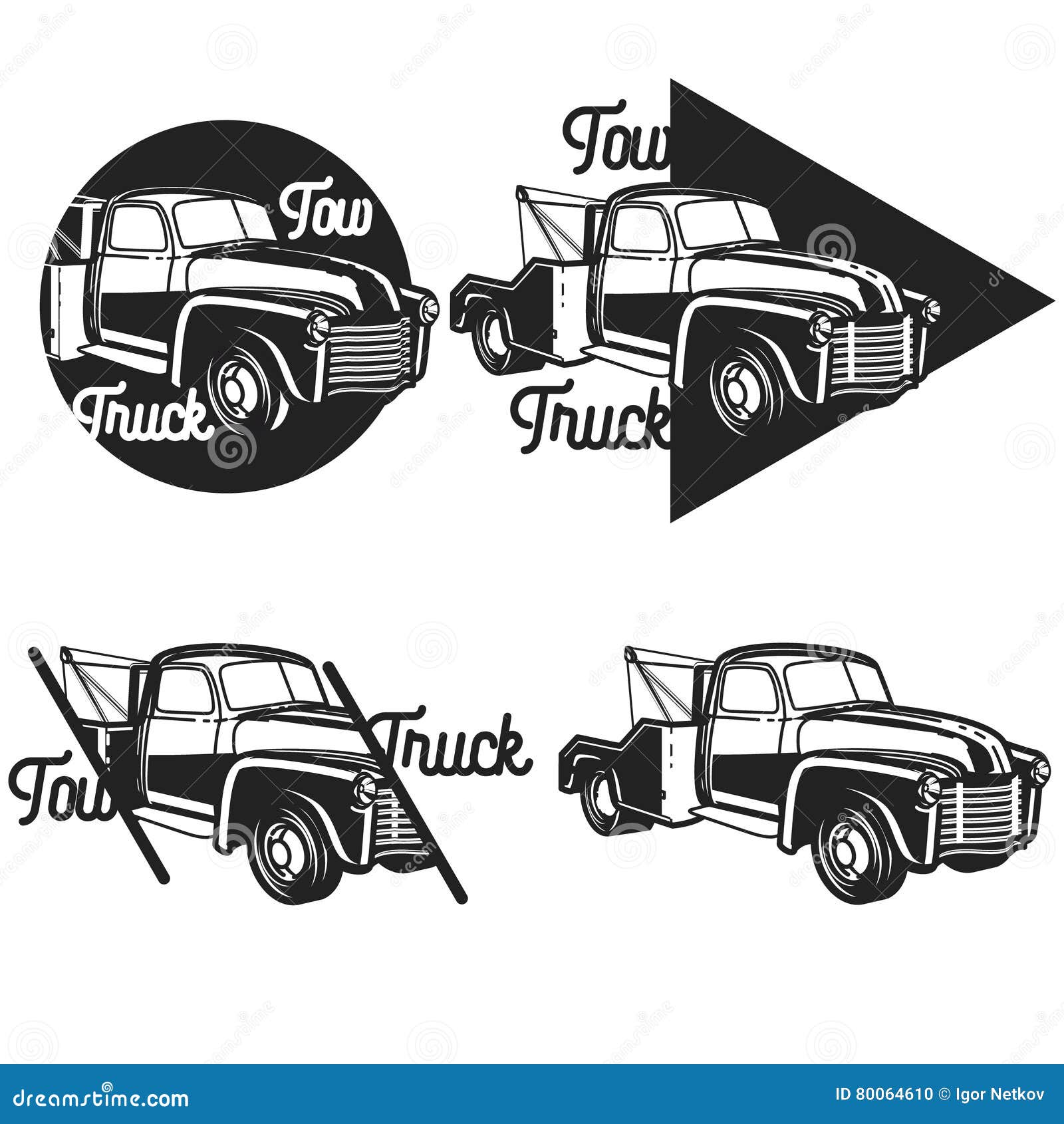 Vintage Car Tow Truck Emblems Stock Vector - Illustration of business ...