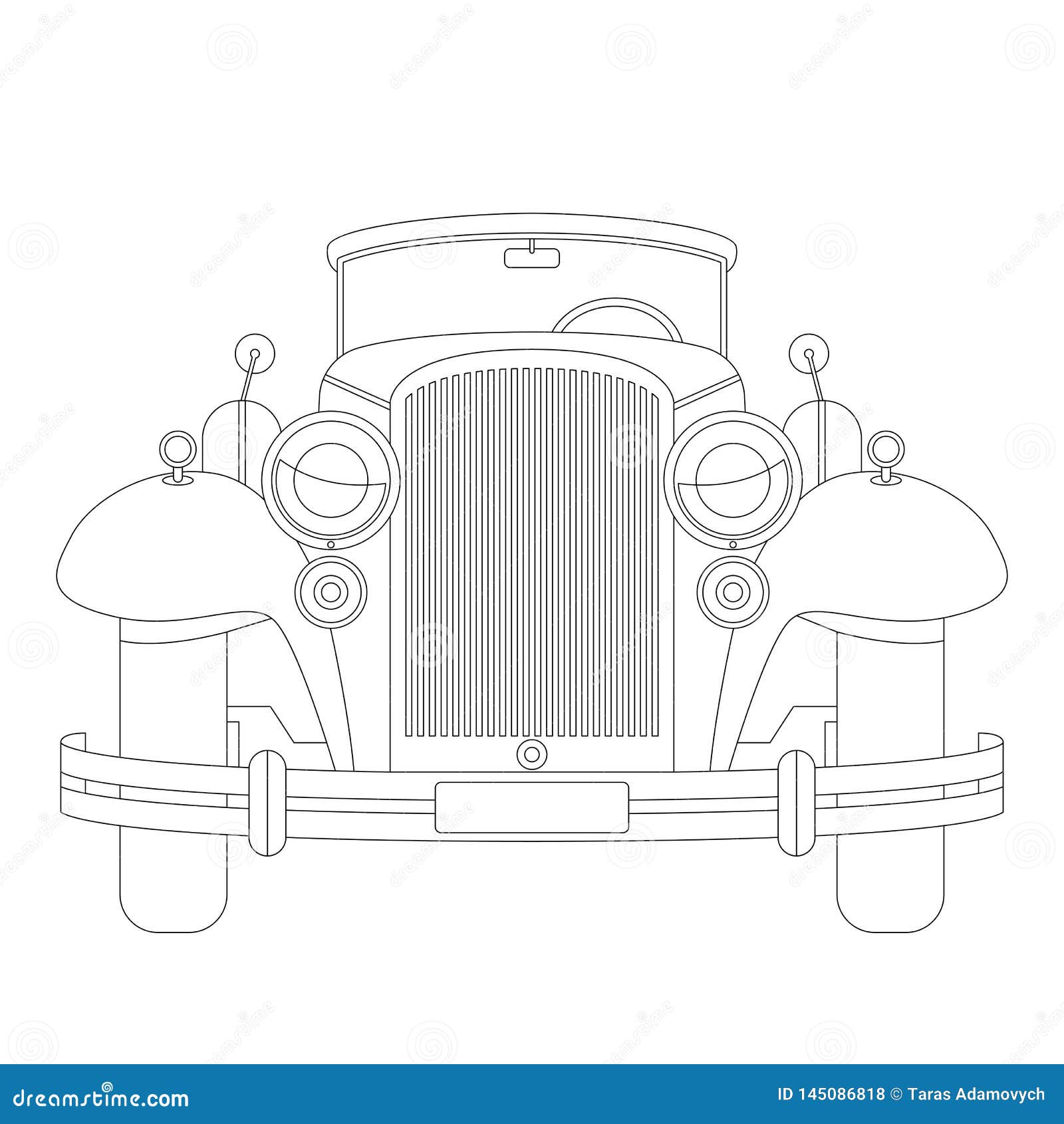 Vintage Car, Vector Illustration,lining Draw Stock Vector ...