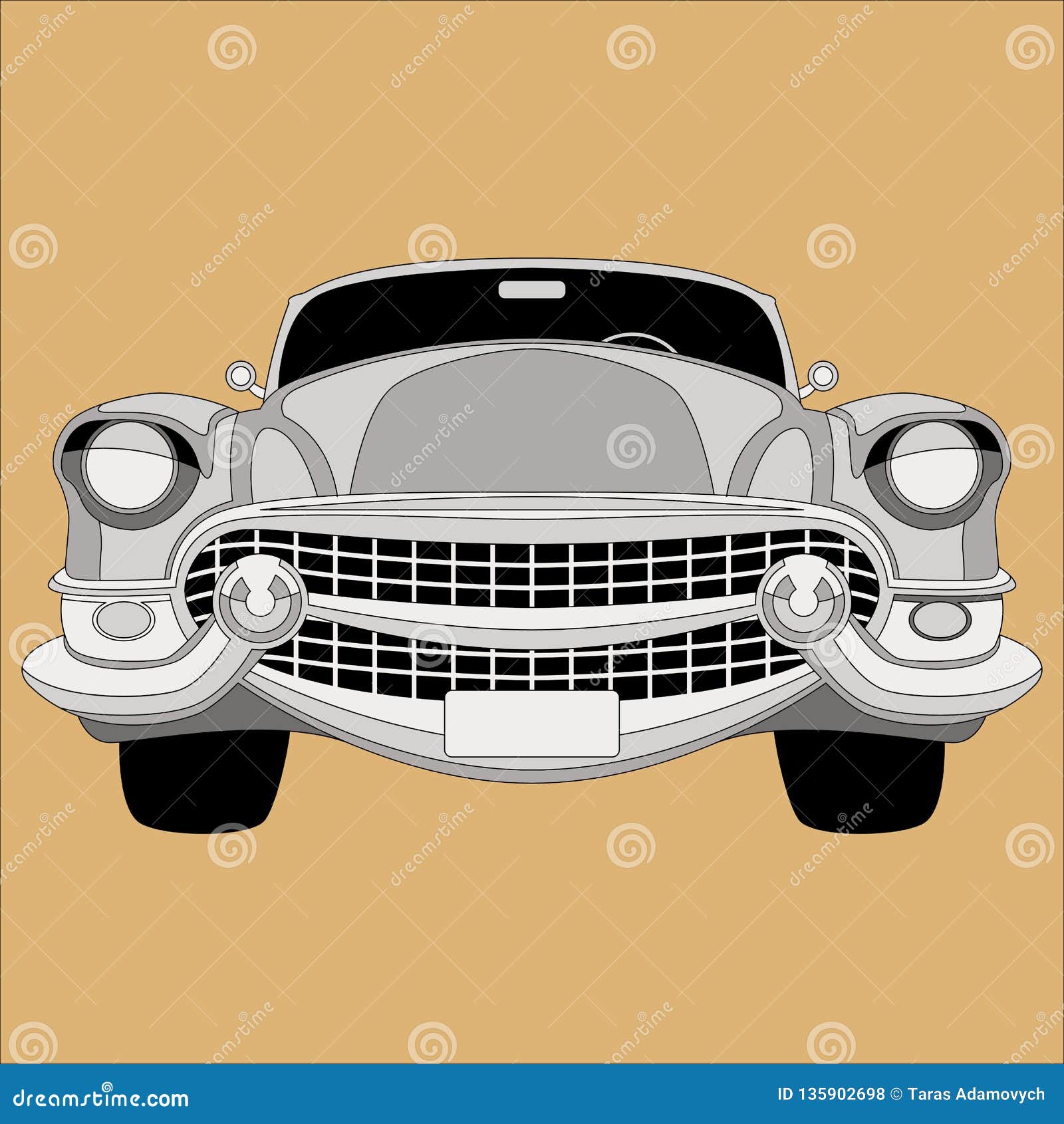 Vintage Car,vector Illustration , Lining Draw , Front Stock Vector ...