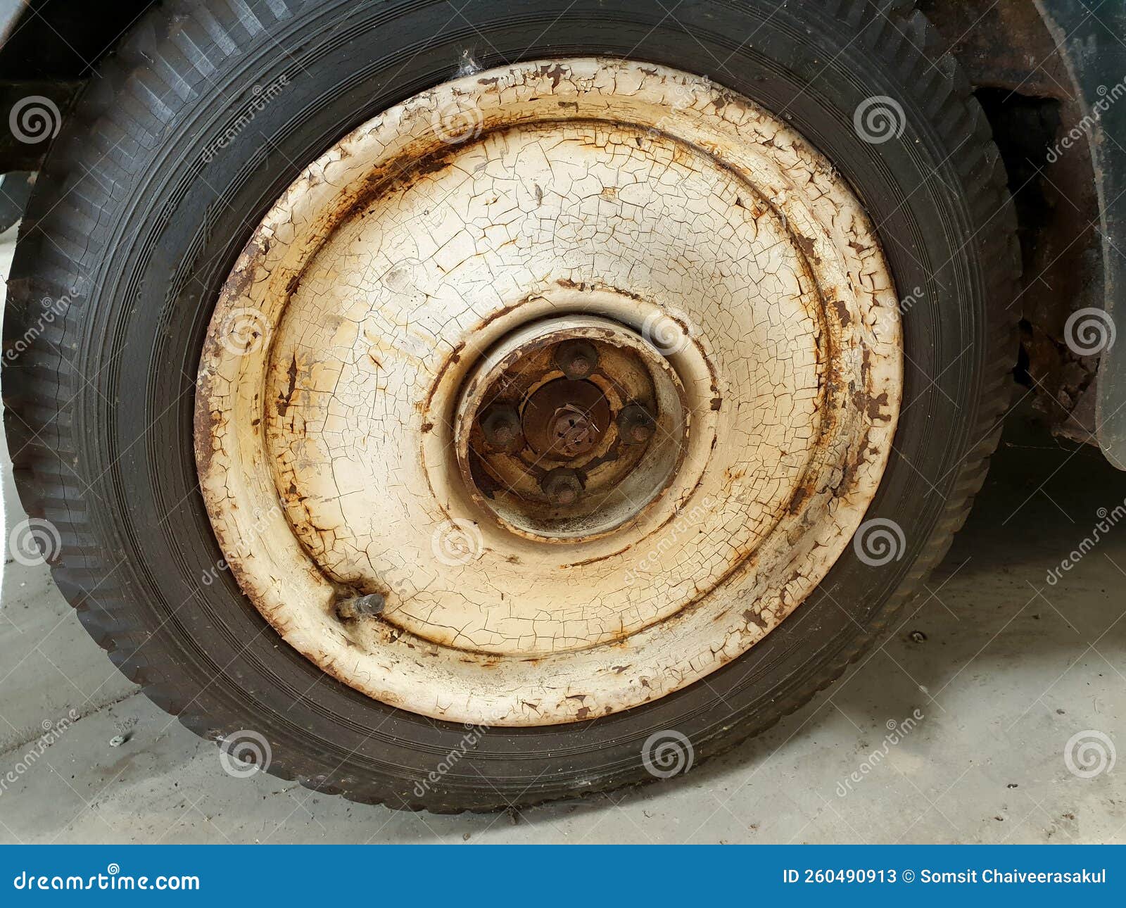 The vintage car wheels stock image. Image of detail - 260490913