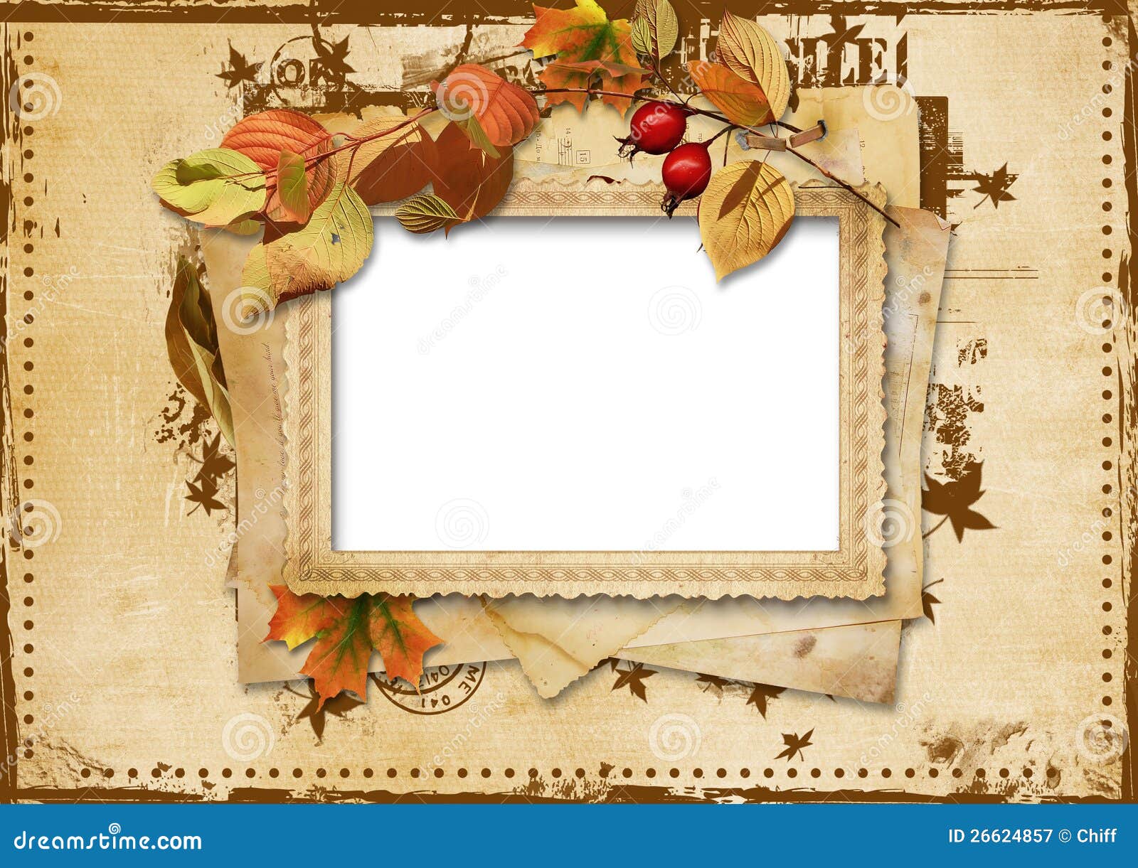 Vintage Card with Autumn Leaves Stock Illustration - Illustration of ...