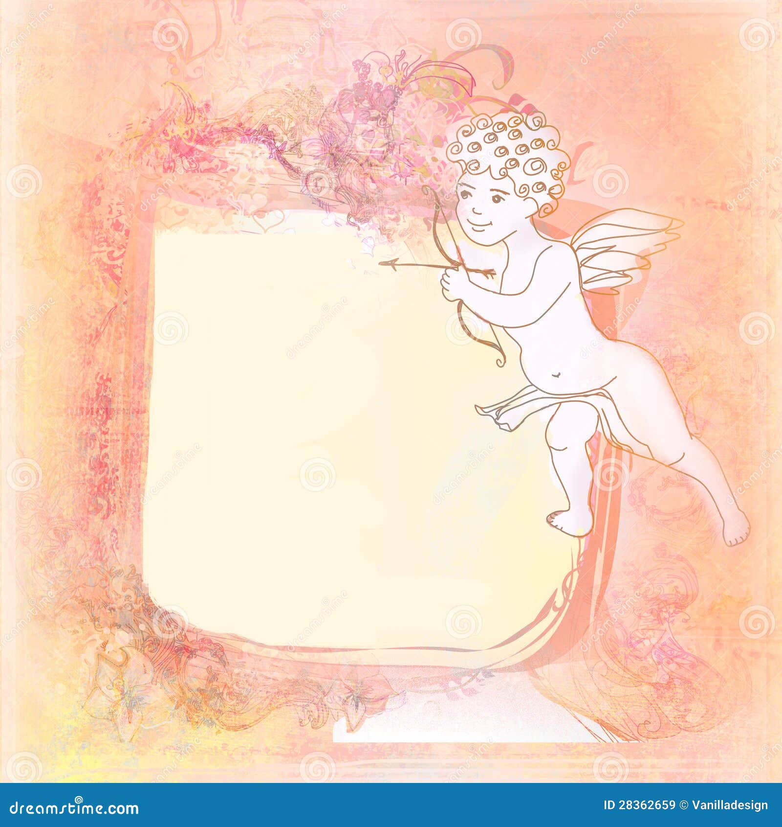 Vintage card with cupid stock illustration. Illustration of graphic ...